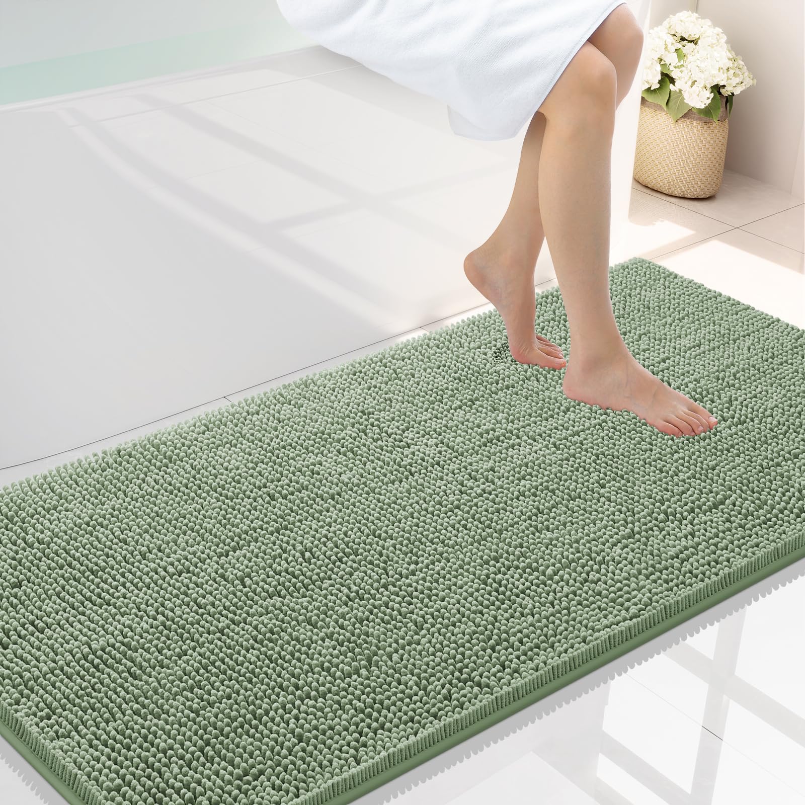 Smiry Luxury Chenille Bathroom Rugs 47x24, Extra Soft and Absorbent ...