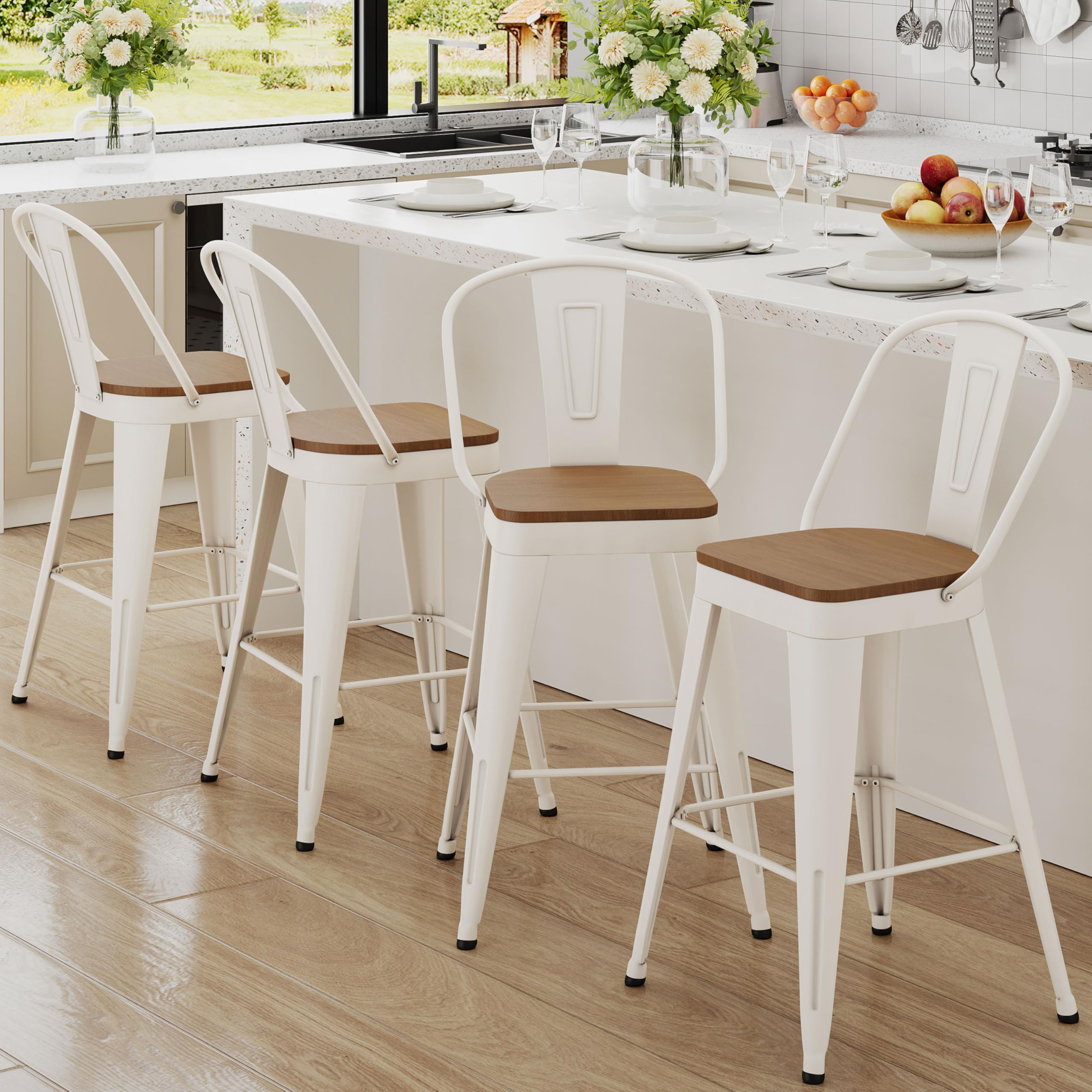 Andeworld Metal Bar Stools Set of 2, 30 inch Bar Height Barstools with ...