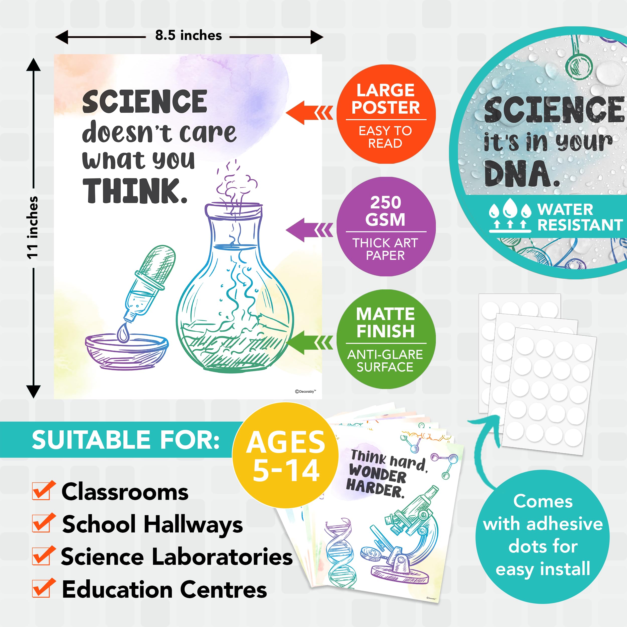Mua Decorably 12 Science Quotes Posters for Classroom, 8.5x11in Matte ...