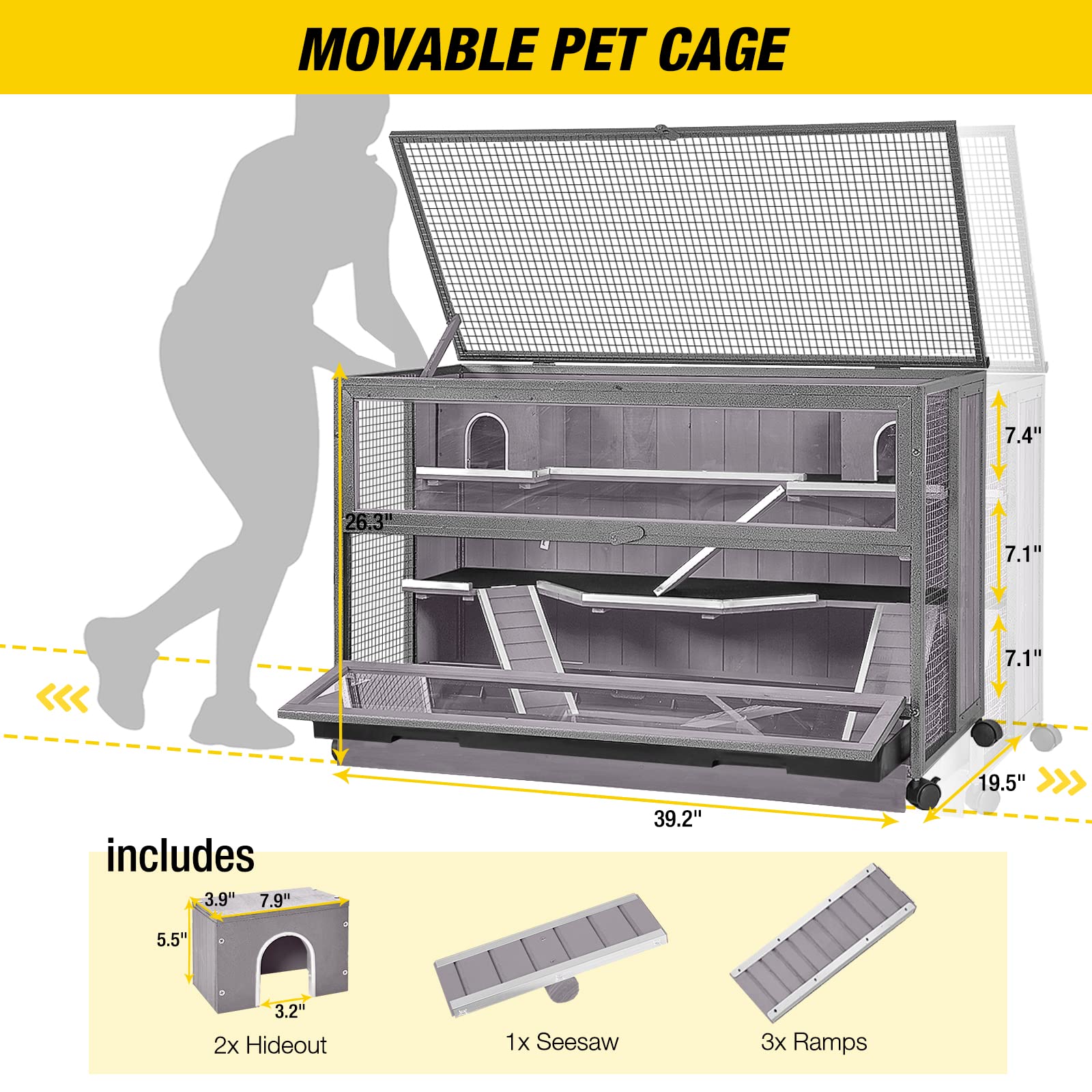 Mua Aivituvin Hamster Cage Guinea Pig Cage Metal Frame Rat House with ...