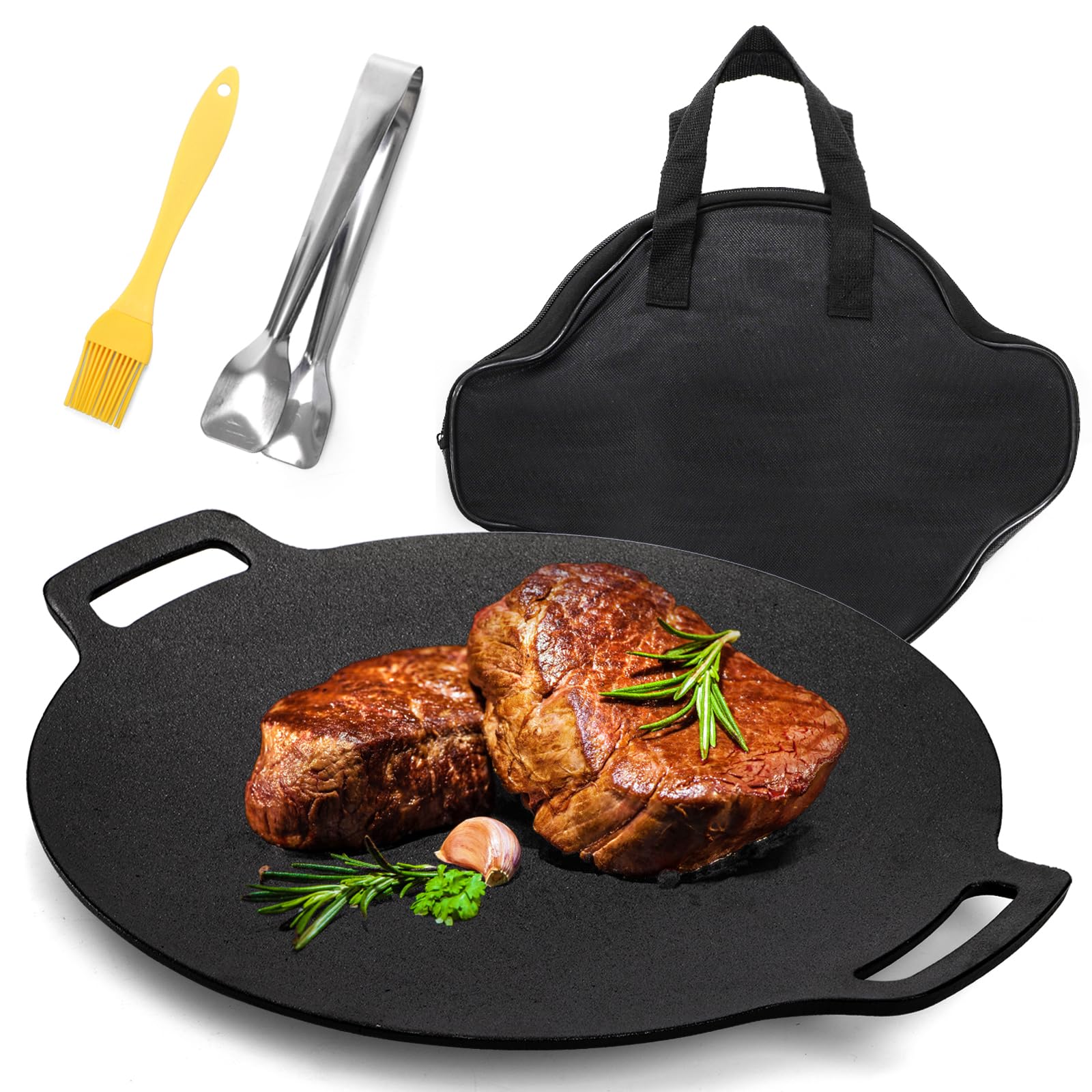 WRINGKIT Korean BBQ Grill - Nonstick 12 Inch Round Griddle Pan with Bag ...