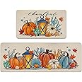 Amazon.com: Tailus Thanksgiving Thankful Pumpkin Kitchen Rugs Set of 2 ...