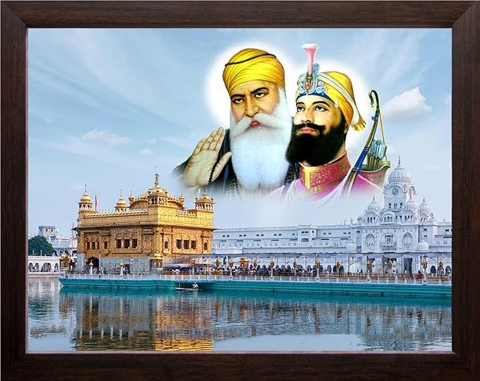 Art n Store Guru Nanak Dev ji with Guru Gobind Singh ji and Golden Temple HD Printed Religious ...