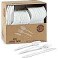 Amazon.com: PLASTICPRO 400 Pack Disposable Plastic Utensils Assorted ...
