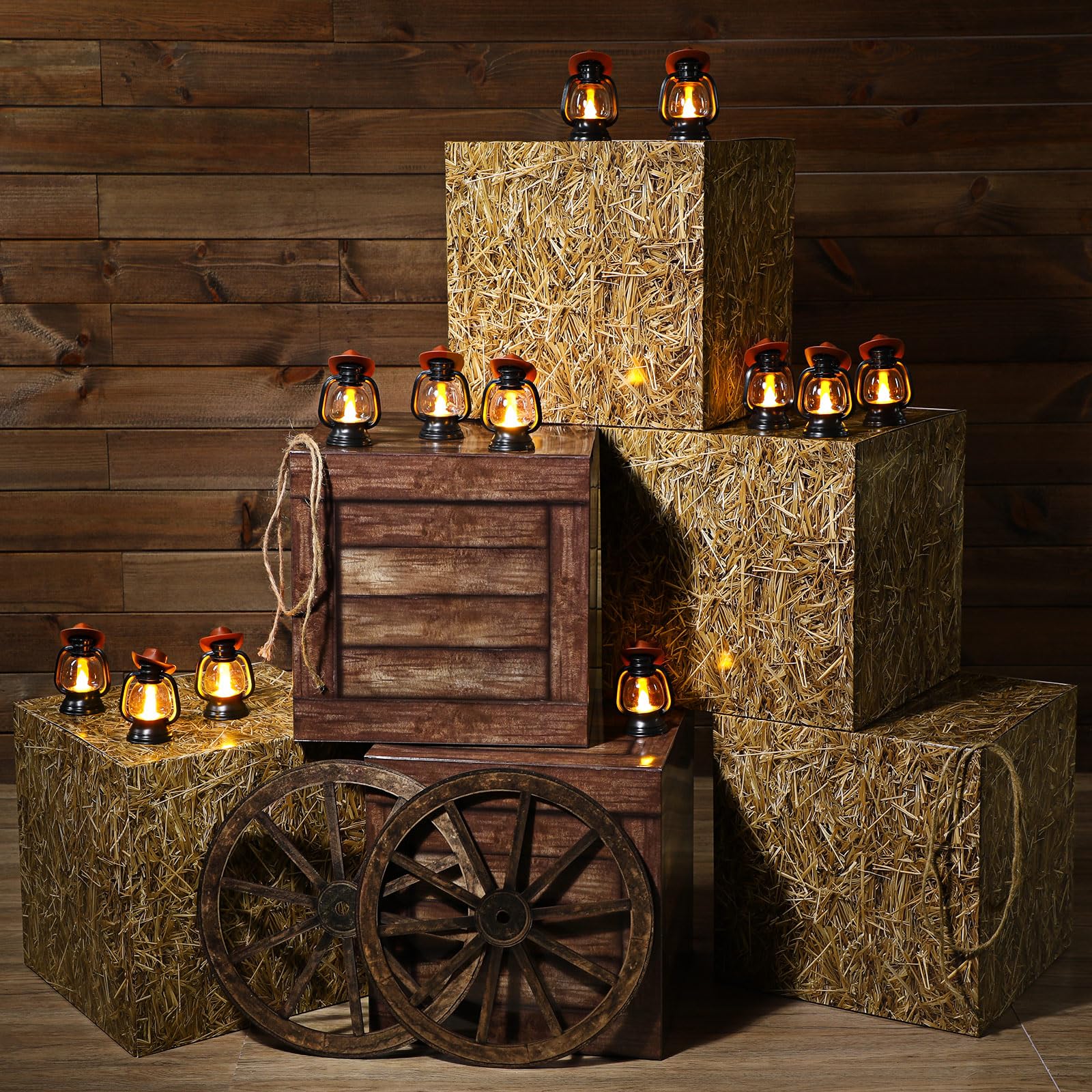 Ferraycle 32 Pcs Western Themed Party Decor Mini Cowboy Hat Lantern ...