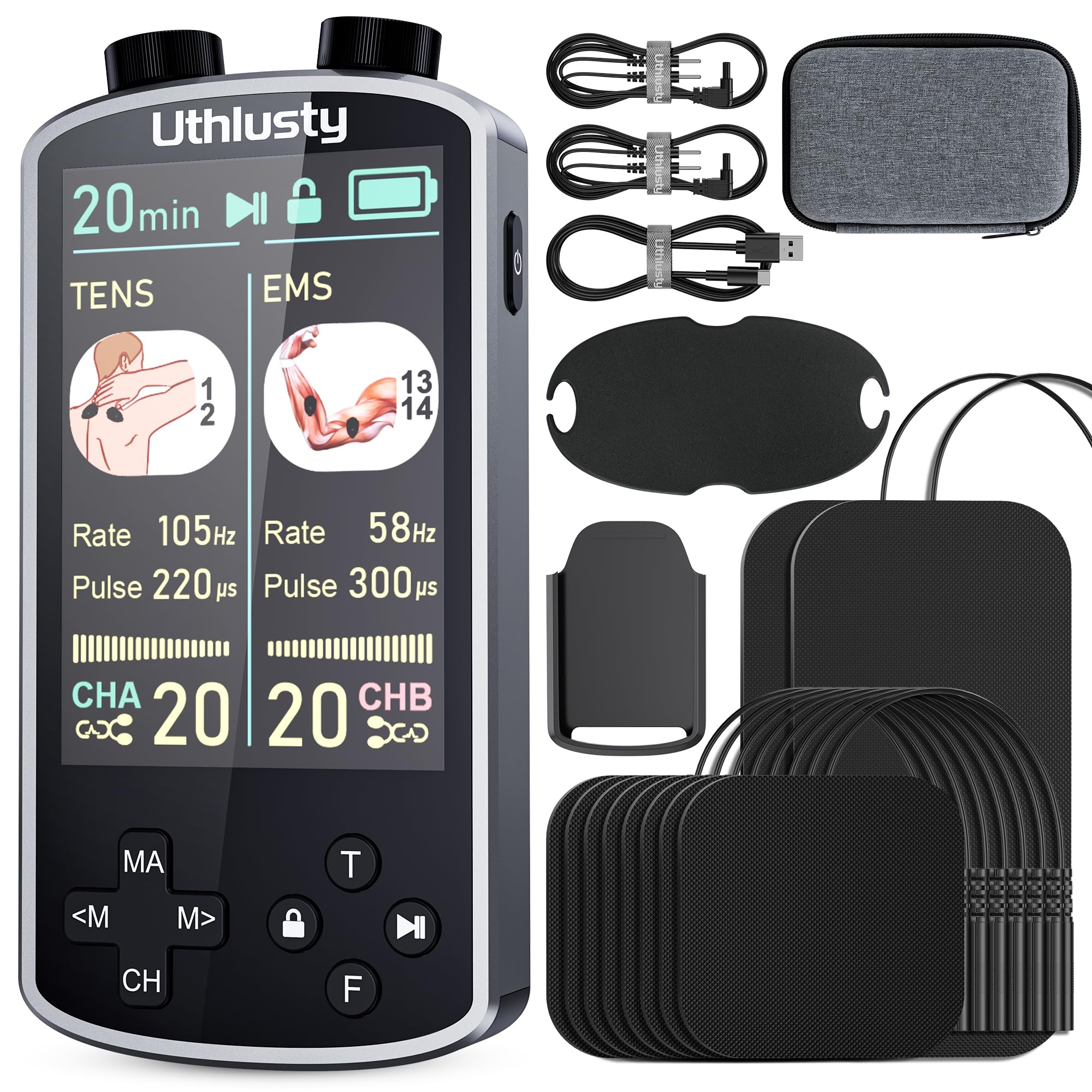 TENS Unit Muscle Stimulator - Dual Channel EMS TENS Machine with Custom ...