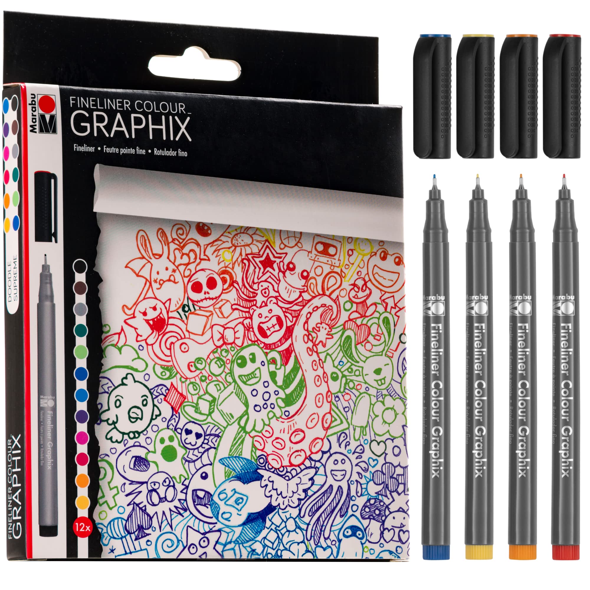 Mua Marabu Graphix Fineliner Drawing Pens - Set of 12 Fine Point Pens ...