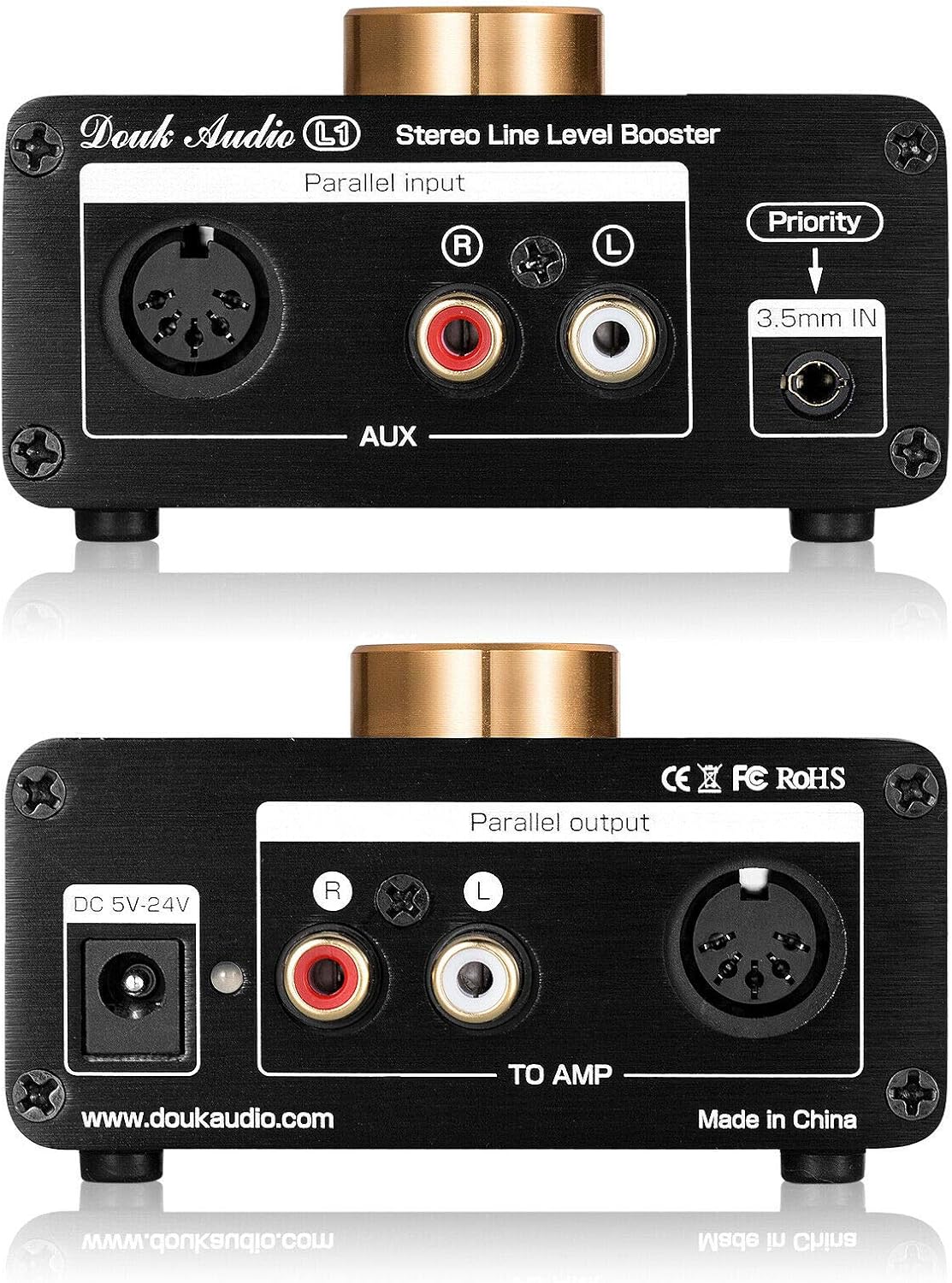 Mini Stereo Line Level Booster Amplifier Audio Preamp 20dB Gain ...