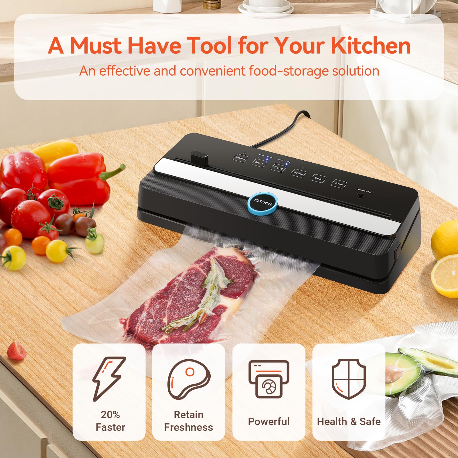 Mua GERYON Vacuum Sealer, Automatic Food Sealer Machine for Food Vacuum ...