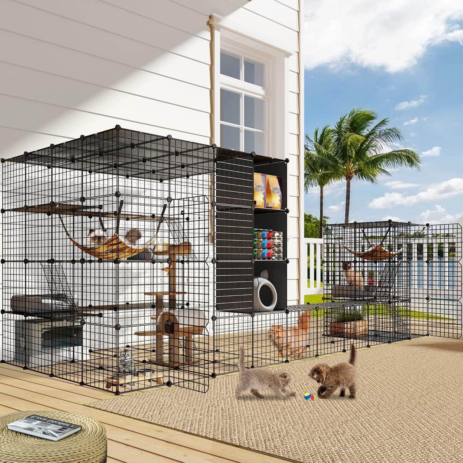 YITAHOME Large Cat Cage, Cat Enclosures Outdoor DIY Pet Kennels Playpen ...
