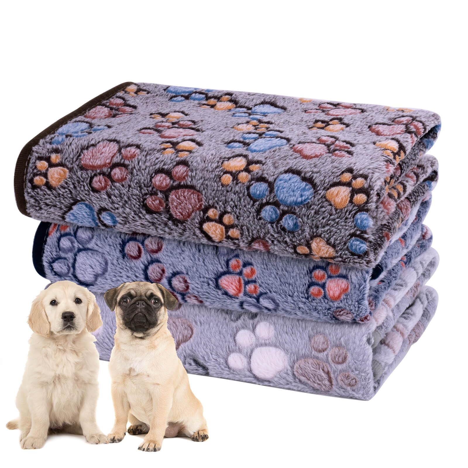 Dono 1 Pack 3 Pink Dog Blankets for Small Dogs, Soft Fluffy Paw Print ...