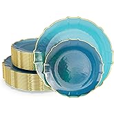 Amazon.com: Exquisite Tinted Plates 80 Piece Plastic Disposable Plates ...