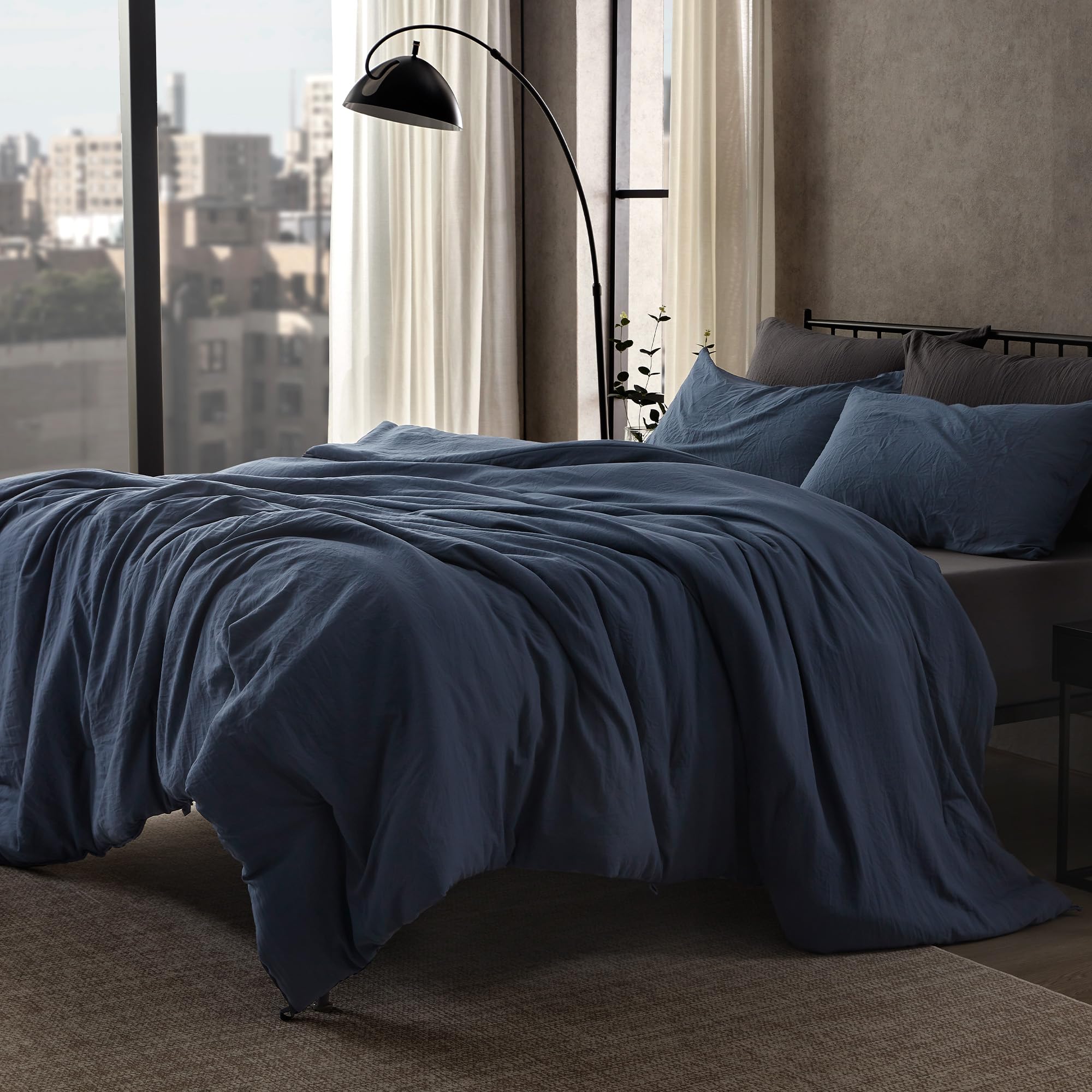 SLEEP ZONE King Size Comforter Set, Duvet Insert with Natural Wrinkle ...