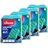 Vileda Scrunge Glass Ceramic Stovetop Sponge (Pack of 4 Sponges) | Non ...