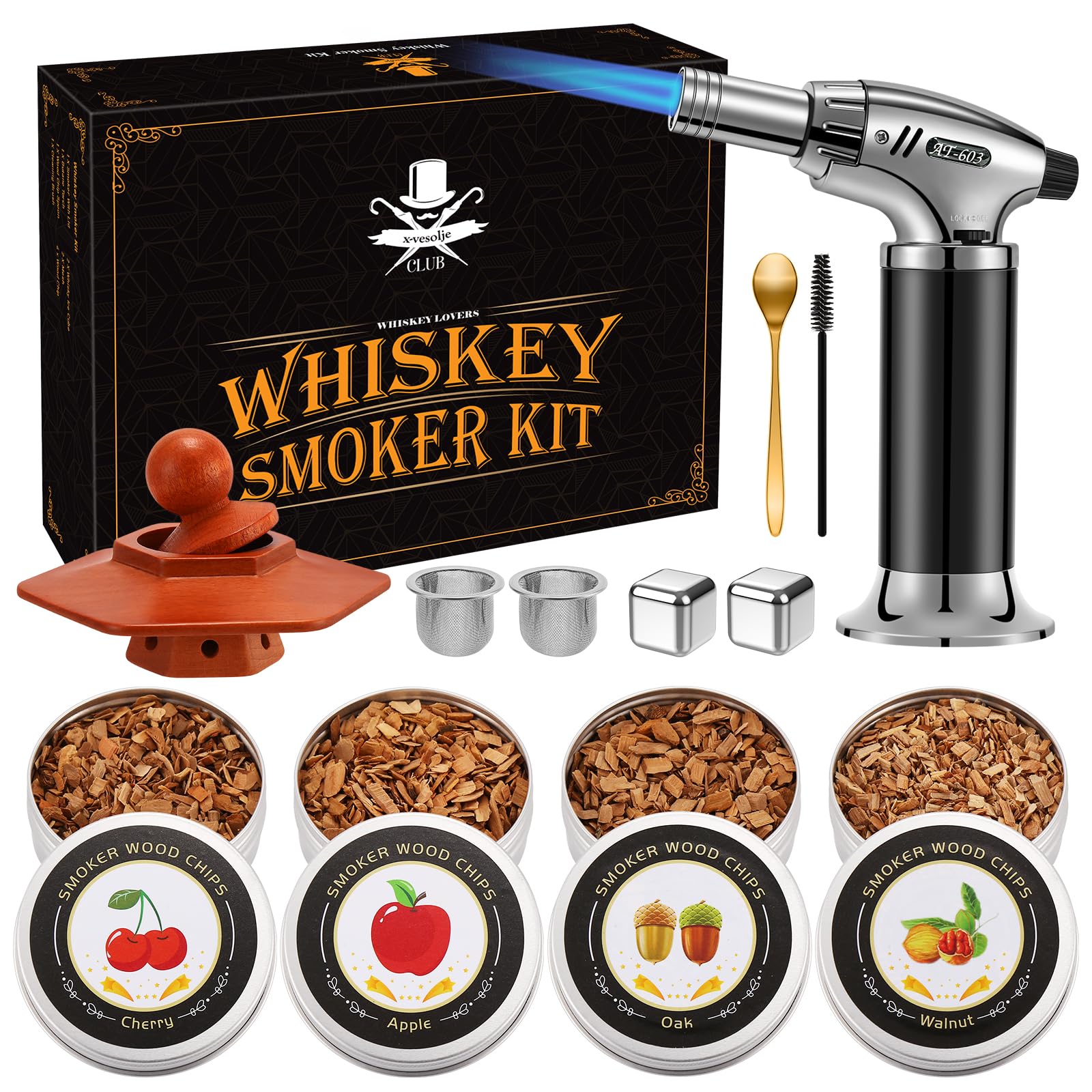 Whiskey Smoker Kit with Torch - Cocktail Smoker Infuser Kit, Old ...