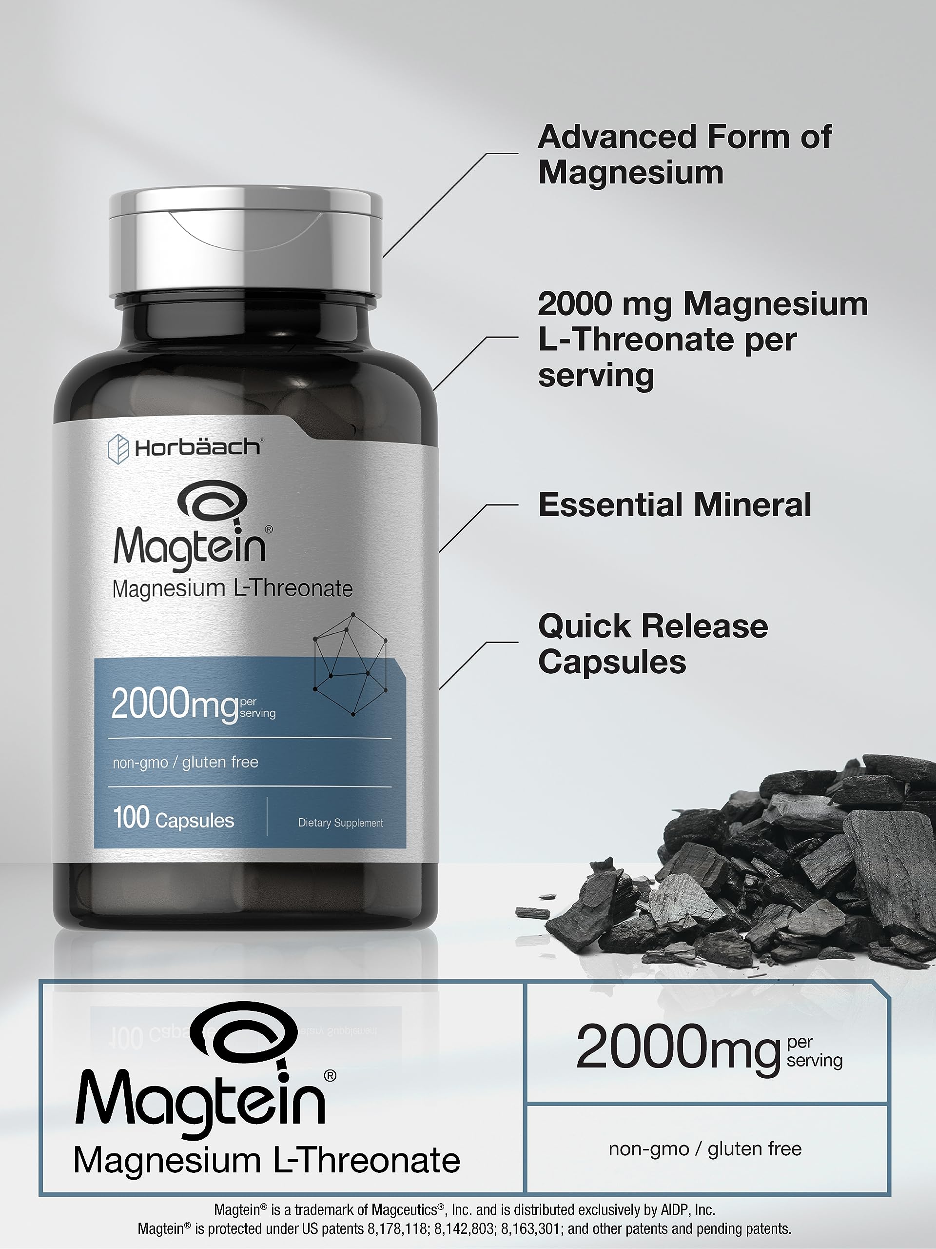 Mua Horbäach Magtein Magnesium L-Threonate | 2000mg Supplement | 100 Capsules | for Men & Women ...