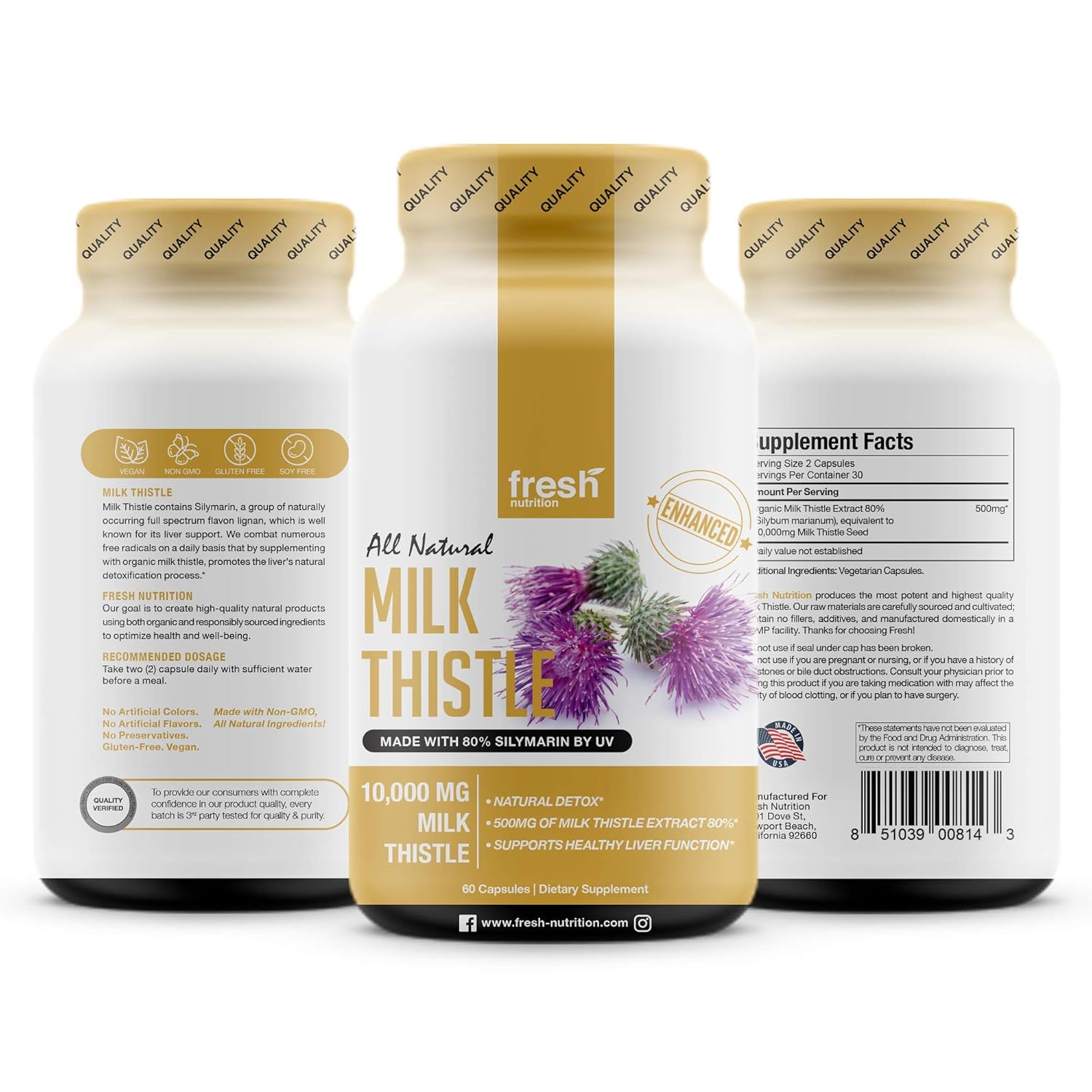 Milk Thistle Capsules - Strongest Available 10,000mg 80% Silymarin ...