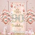 Amazon.com: 90th Birthday Party Decorations for Women Rose Gold Happy 90th Birthday Banner with ...