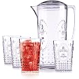 Amazon.com: Muldale Plastic Sangria Pitcher and Glasses Set with Lid ...