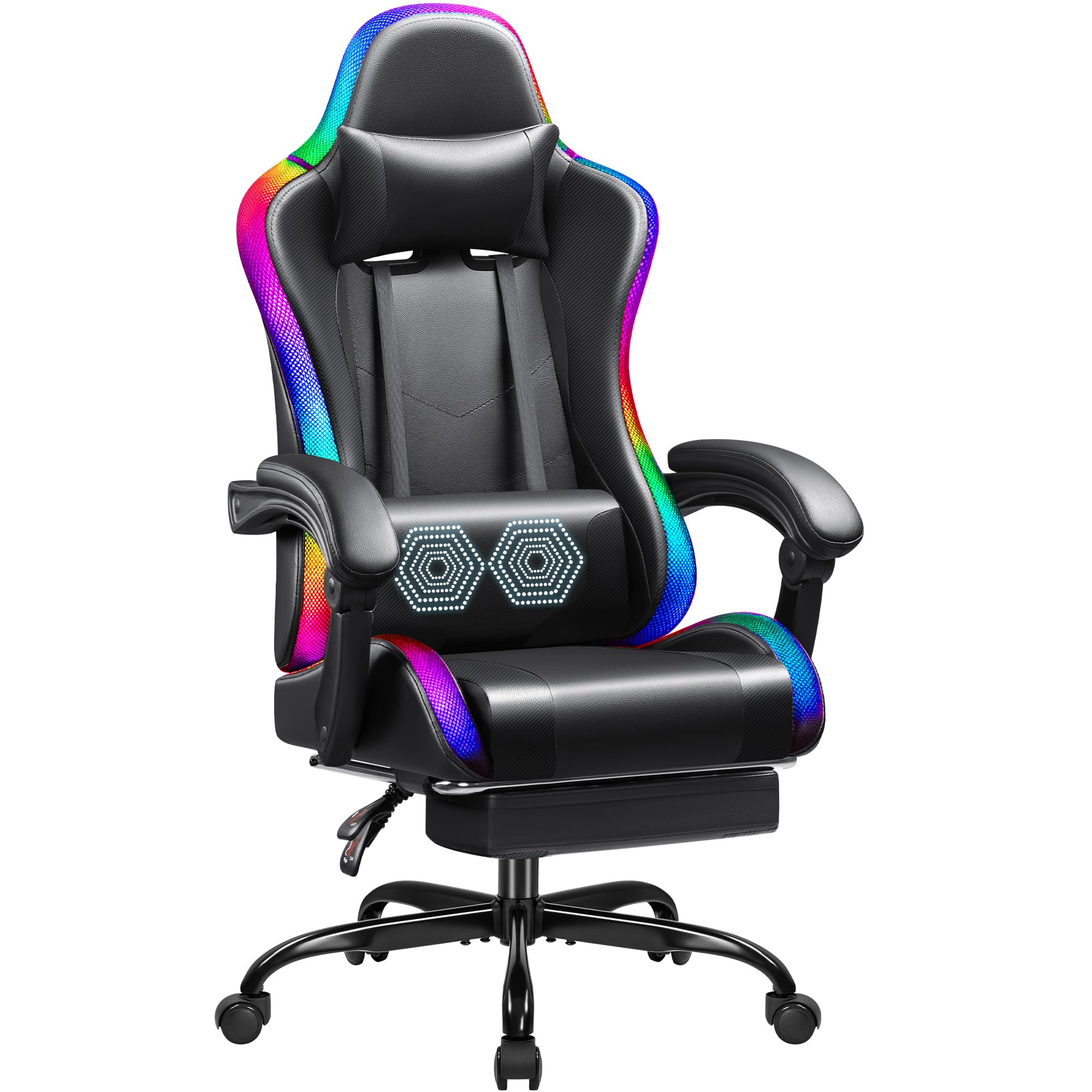 Mua Shahoo Gaming Chair with LED Lights, Footrest and Massage Lumbar ...