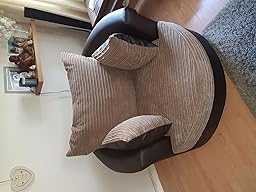 Large Swivel Round Cuddle Chair Fabric Chenille Leather Designer ...