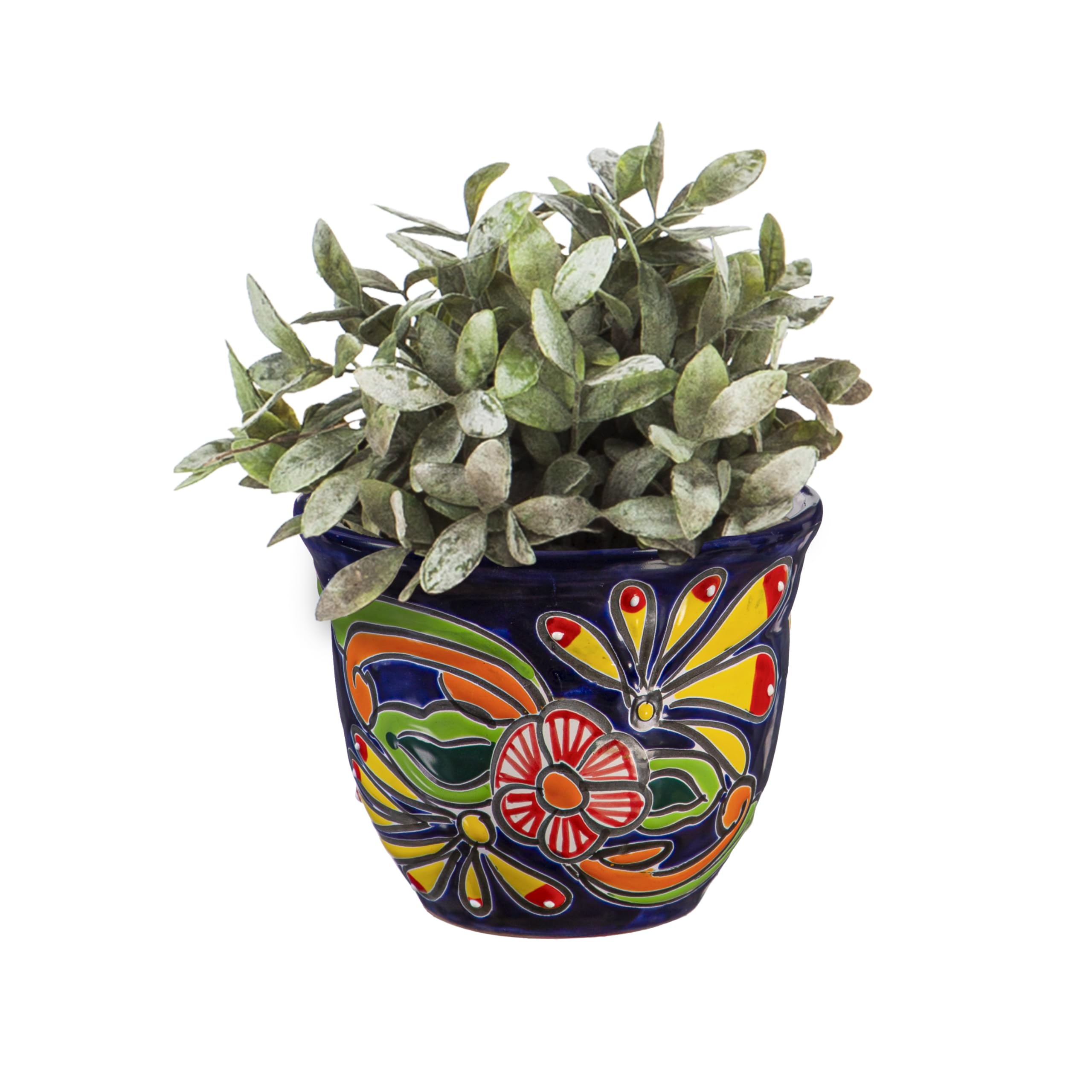 Evergreen Garden Talavera Mexican Pottery Ceramic 7 in.Blue Floral ...