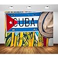 Amazon.com : BELECO 7x5ft Fabric Cuba Backdrop Cuban Flag and Straw Hat ...