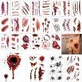 Amazon.com : 26 Sheets 3D Fake Scars Tattoo Temporary Halloween Makeup ...
