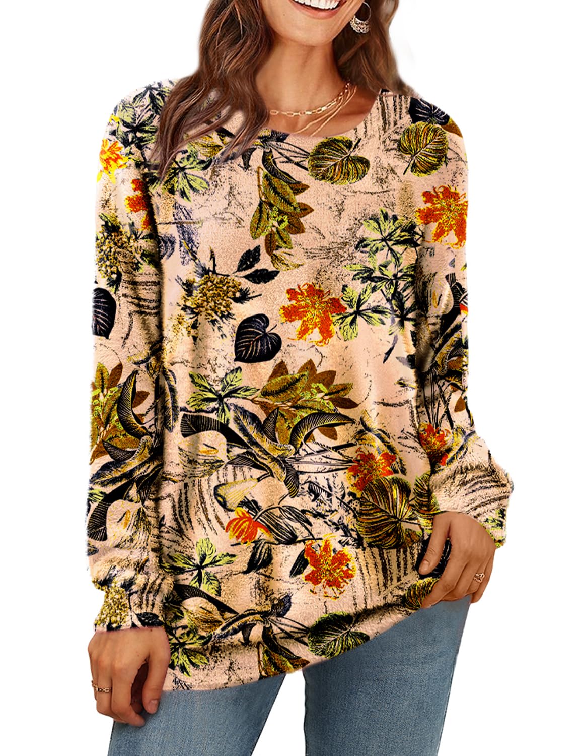 YESNO Women Christmas Sweater Graphic Printed Oversized Pullover ...