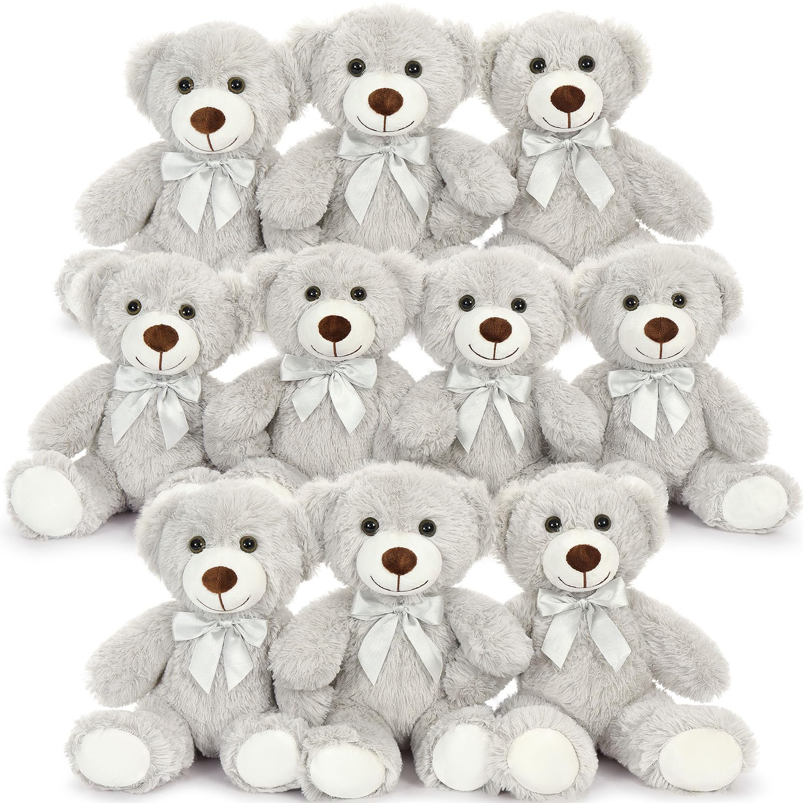 MaoGoLan Bulk Teddy Bear Baby Shower, 10 Packs Small Gray Teddy Bear ...