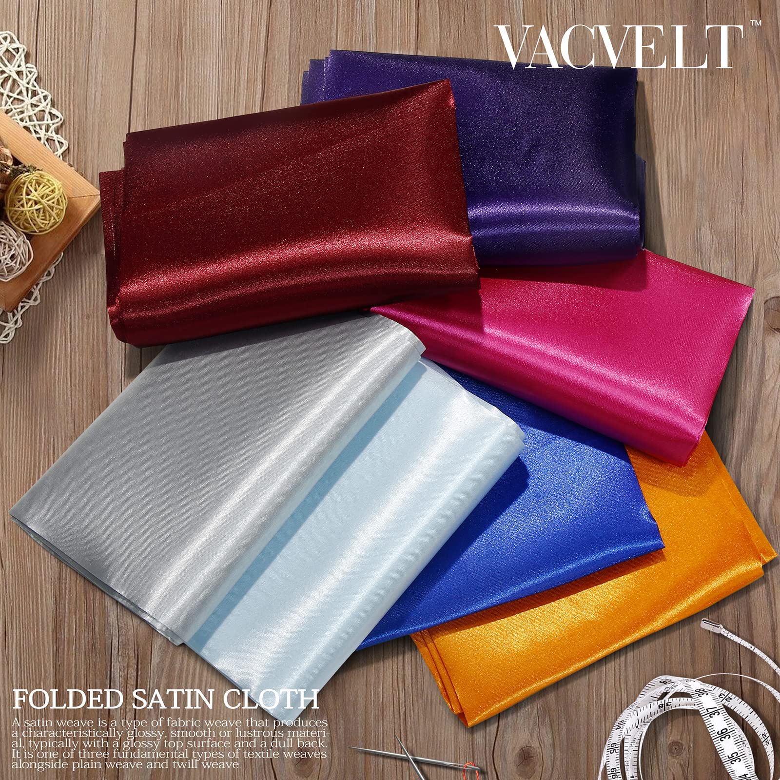 VACVELT Charmeuse Satin Fabric By The Yard, 60 Inch Wide Gold Satin Fabric Shiny & Soft Cloth ...