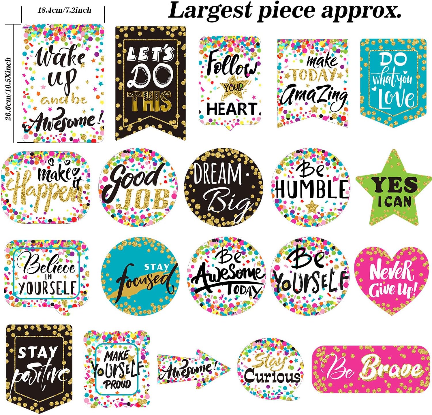 Confetti Positive Sayings Accents, Delightful Colors Motivation Cards ...