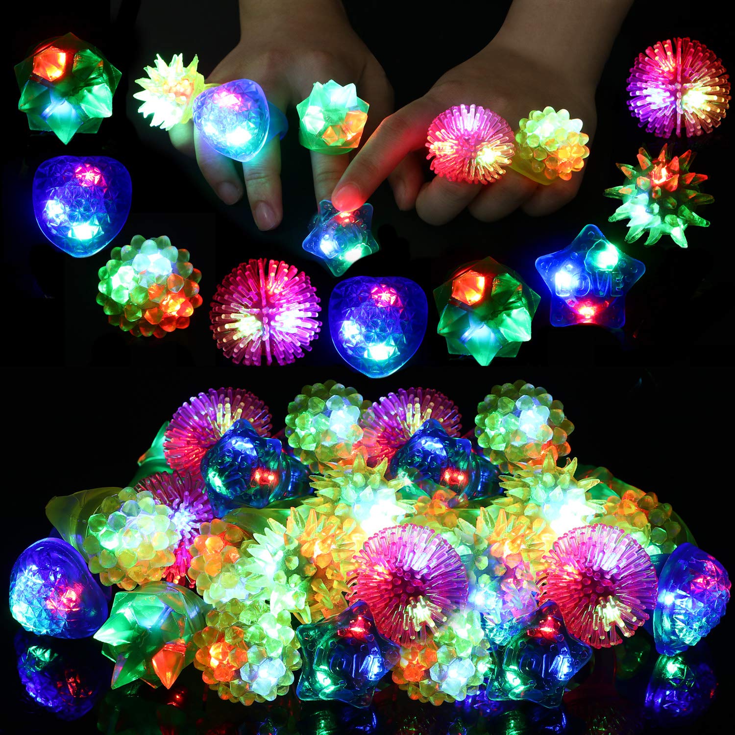 36 Pack LED Glow Rings Halloween Party Favors for Kids - Flashing Rings ...