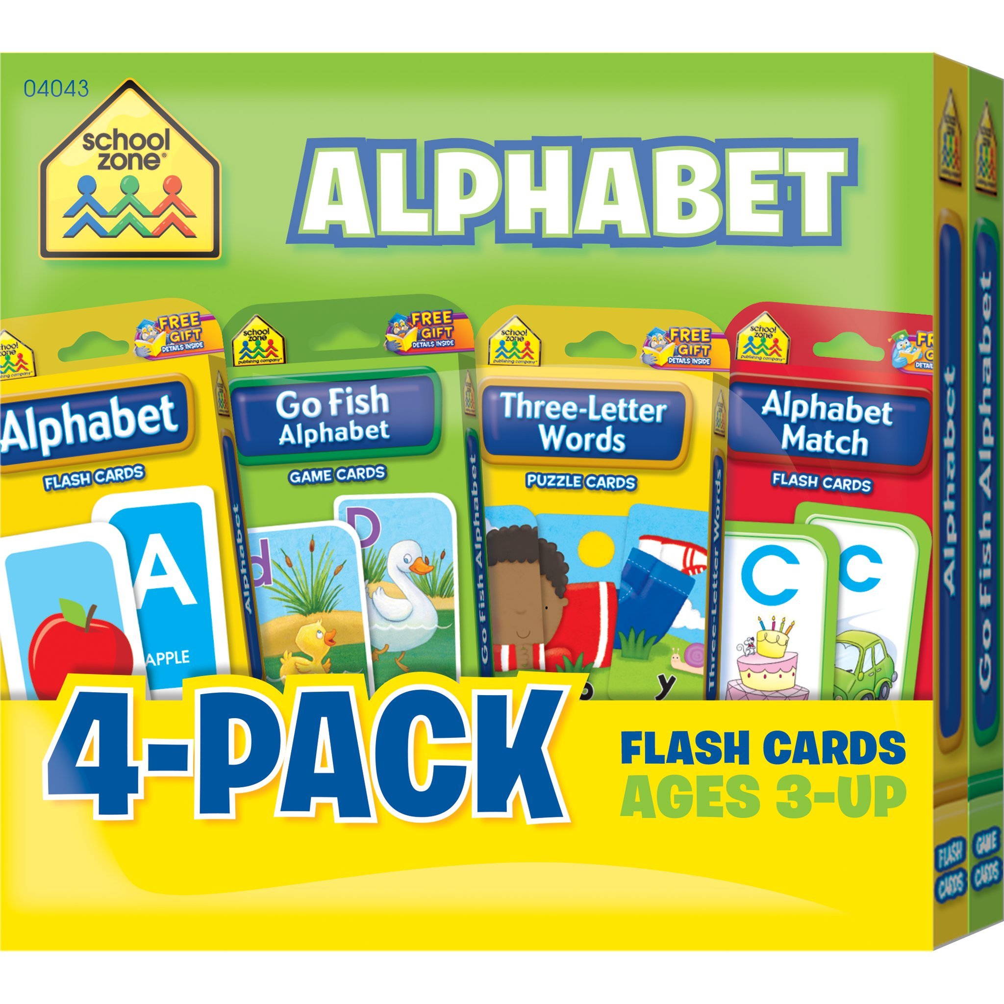 School Zone - Alphabet 4-Pack Flash Cards - Ages 3+, Preschool ...