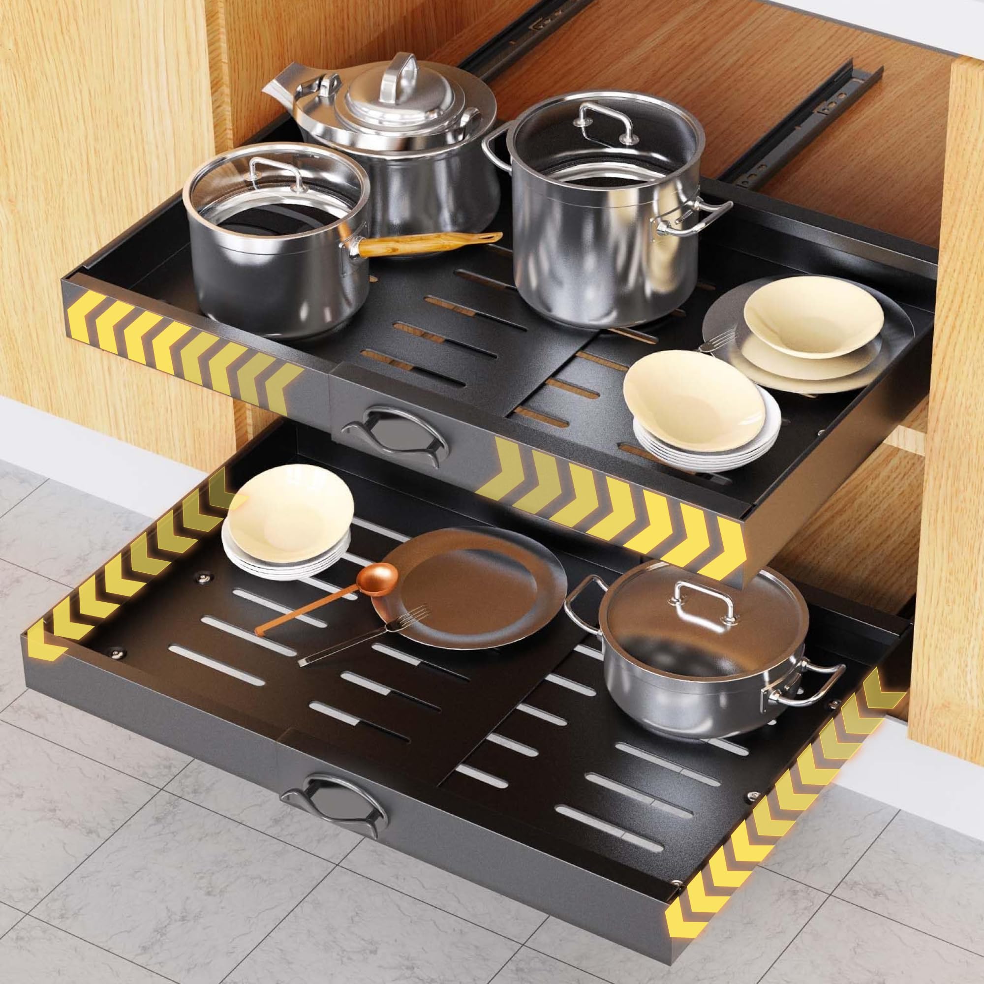 Pull out Cabinet Organizer, Expandable Slide out Drawers Kitchen ...