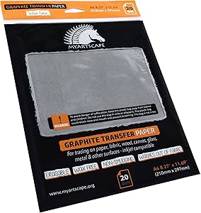 Graphite Transfer Paper, 20 Black Sheets - Wax Free - Erasable - Smudge ...