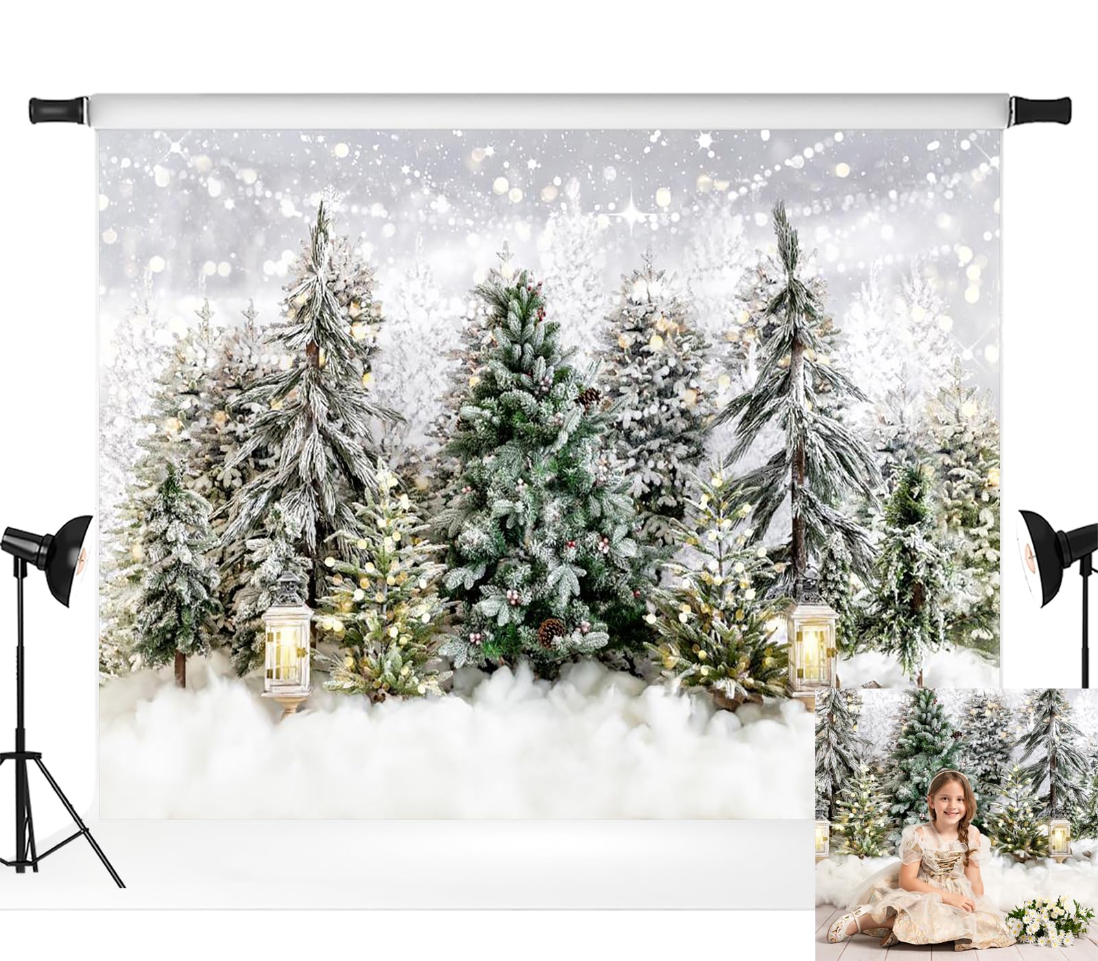 Kate 8x8ft Christmas Backdrop Snow Trees Park Photography Backdrops Home Kids Holiday Decoration ...