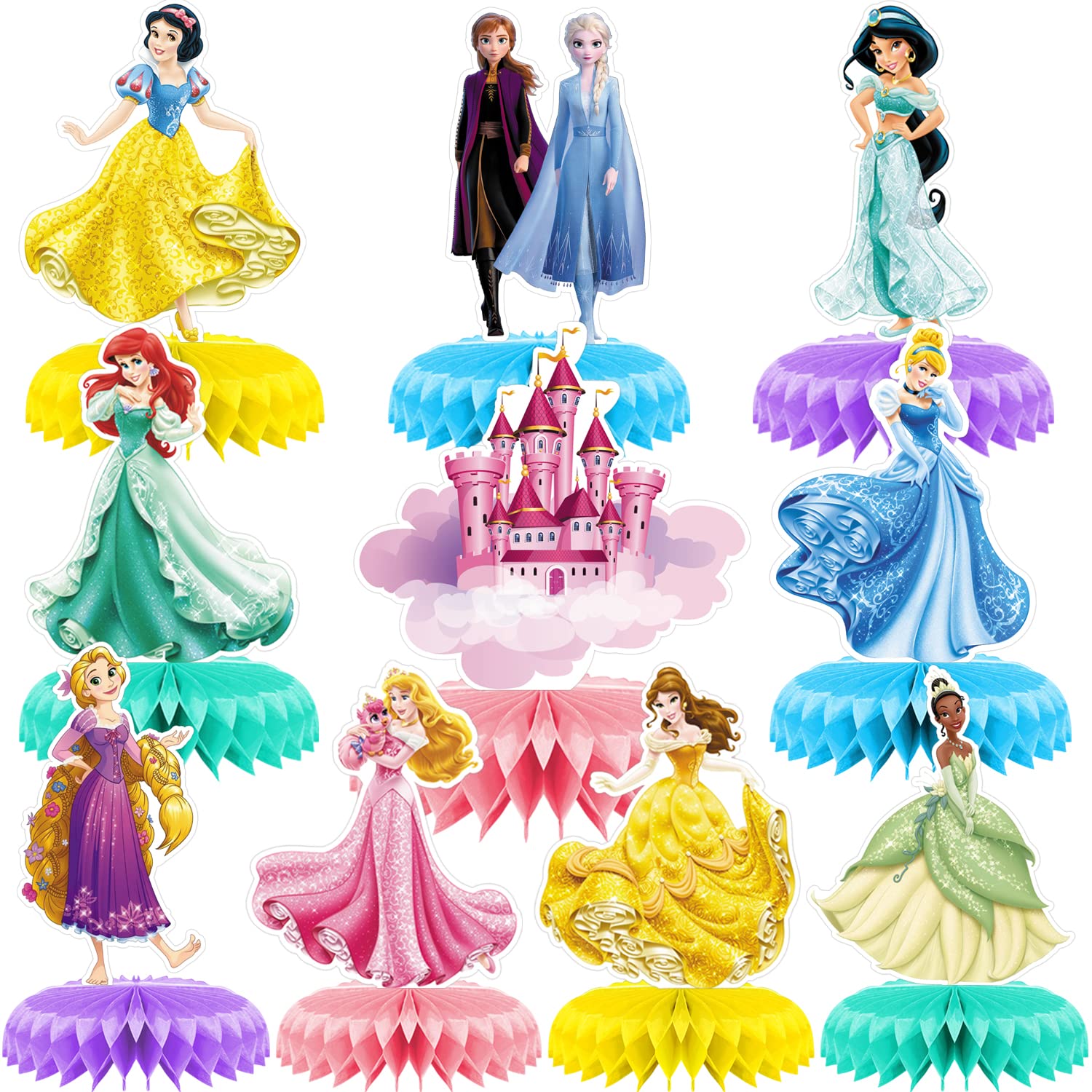 Maoyues 10pack Princess Party Honeycomb Centerpieces Table Toppers, 3D ...
