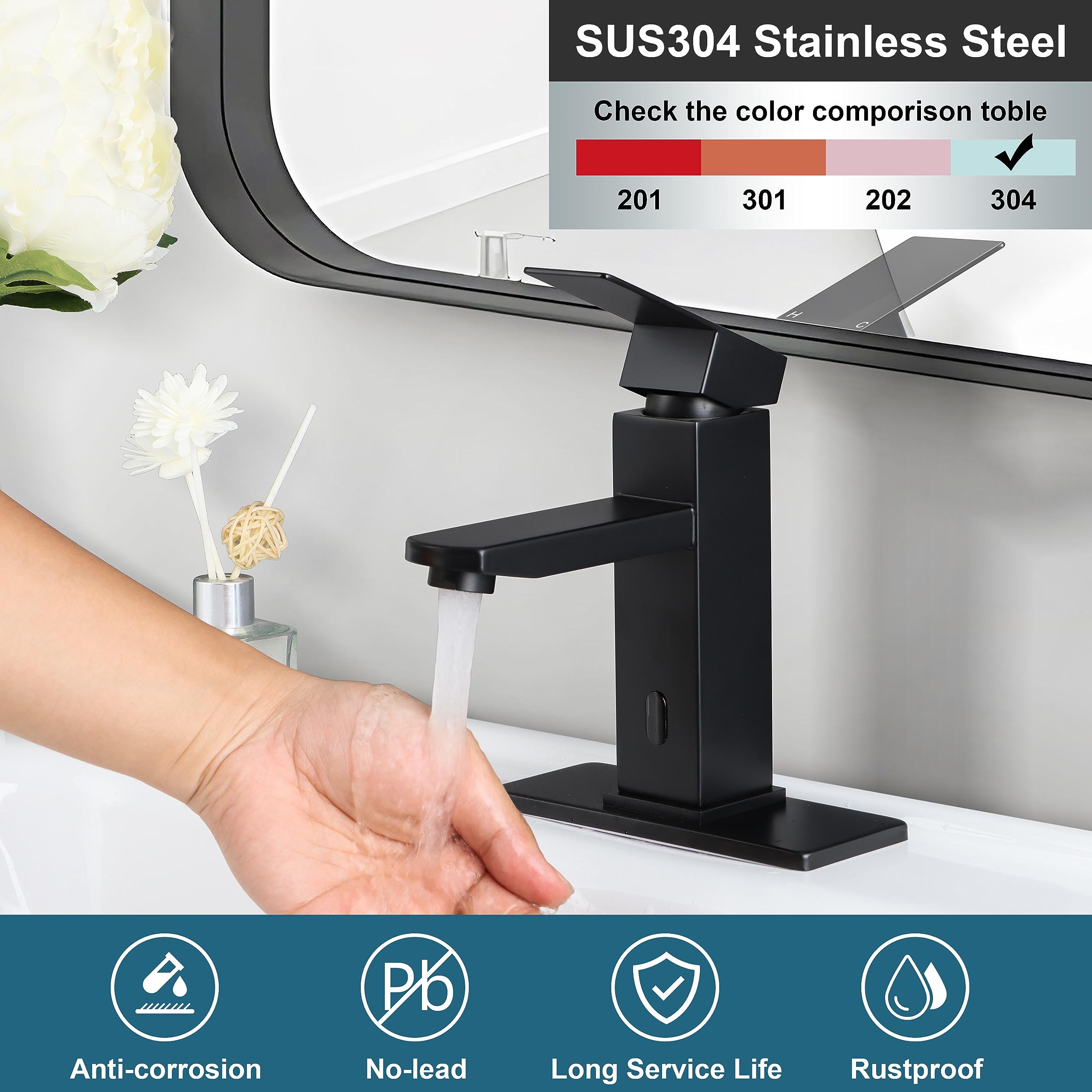 Mua Homikit Touchless Bathroom Sink Faucet with Pop Up Drain & Deck ...