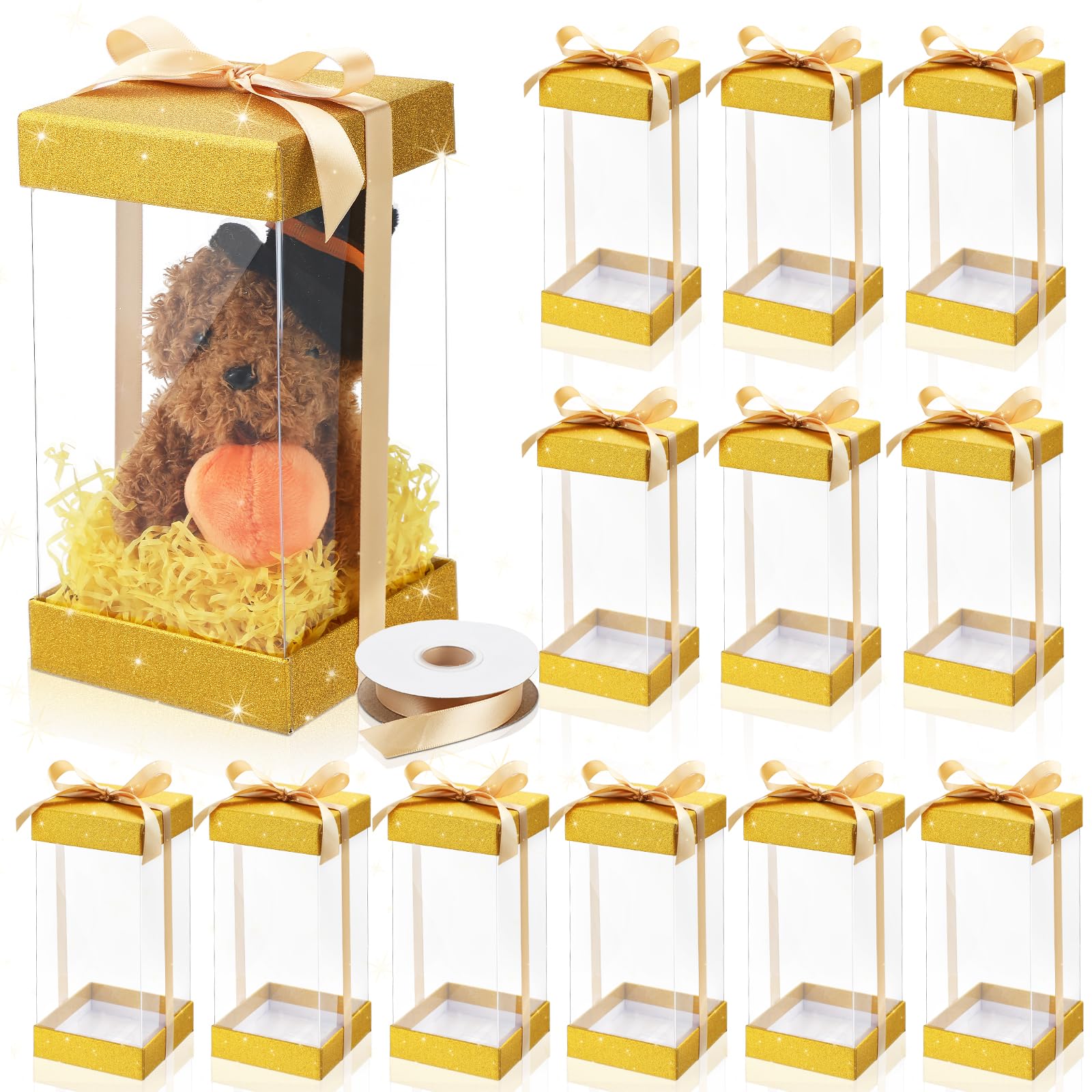 Zhanmai 12 Pack Clear Gifts Boxes 8 x 4 x 4 Transparent Gifts Box with ...