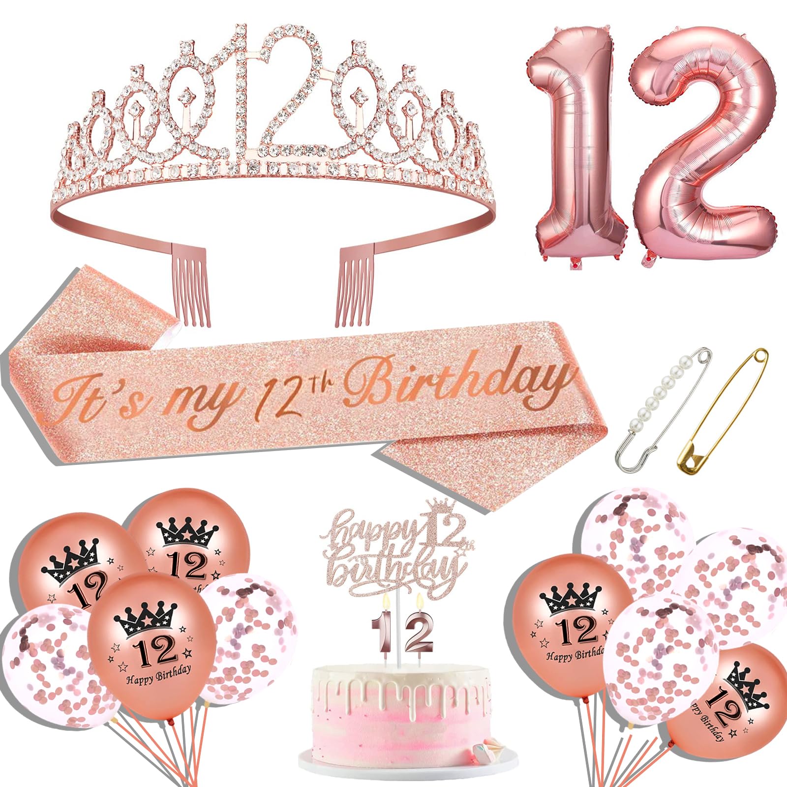 Hysilla 12th Birthday Decorations for Girls, 12th Birthday Sash, 12th ...
