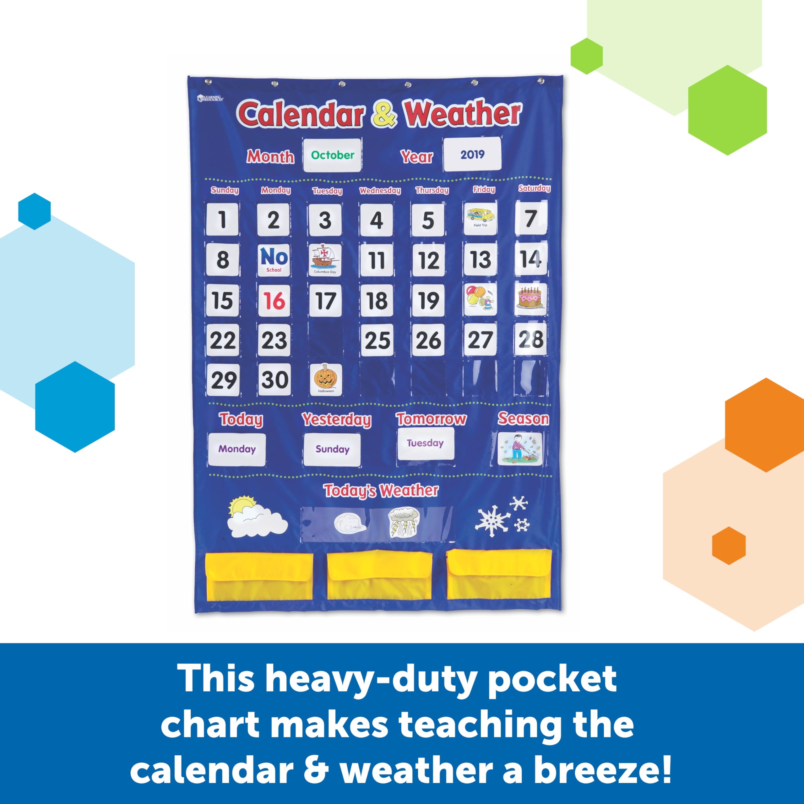 Mua Learning Resources Calendar & Weather Pocket Chart - Classroom Must ...