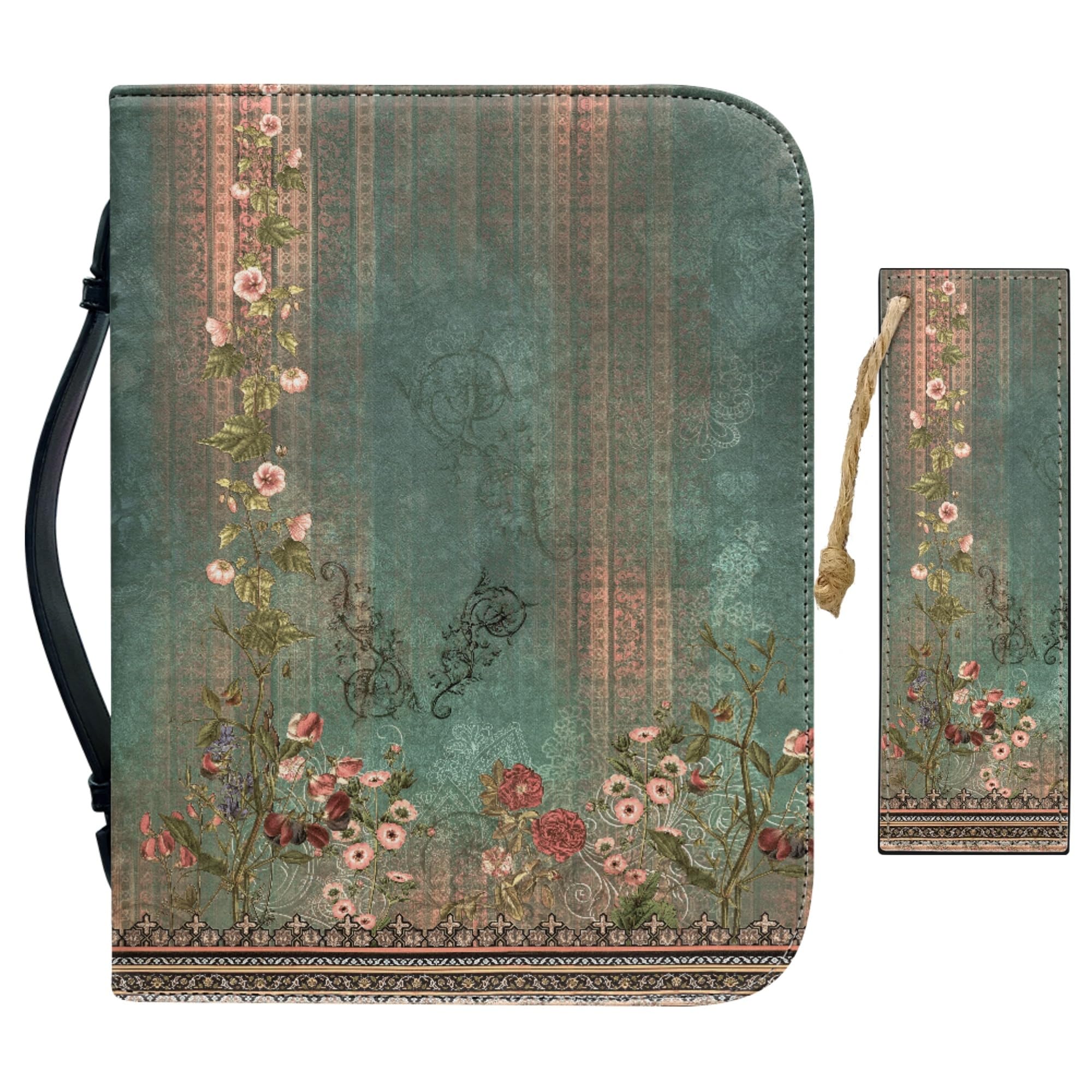Luyofya Large Bible Cover Case for Women Men Boho Floral Leather Bible ...