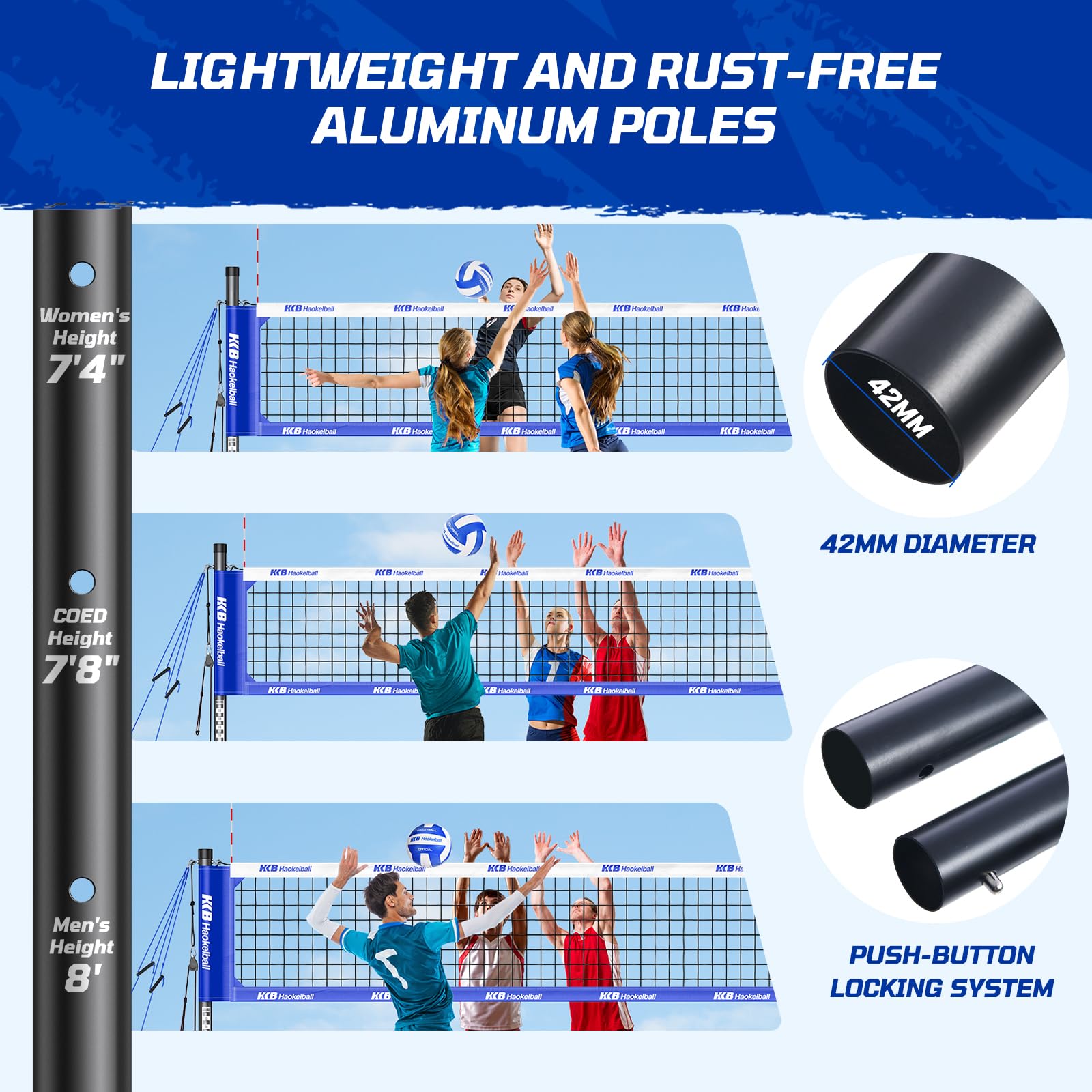 Mua Haokelball Professional Volleyball Net for Backyard, Anti-Sag Winch ...