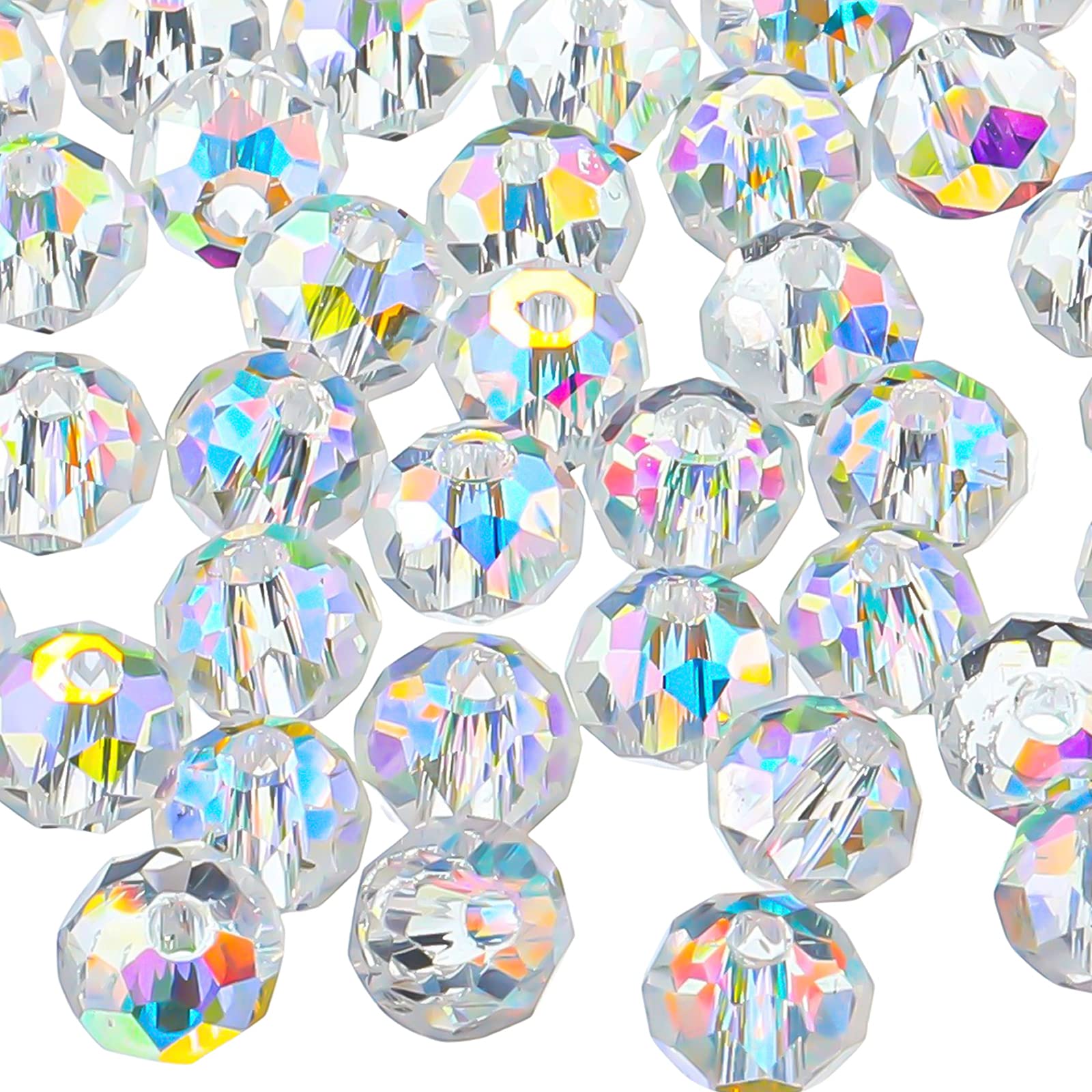 Highergo 500 Pieces DIY Glass Crystal Rondelle AB Glass Beads Faceted ...