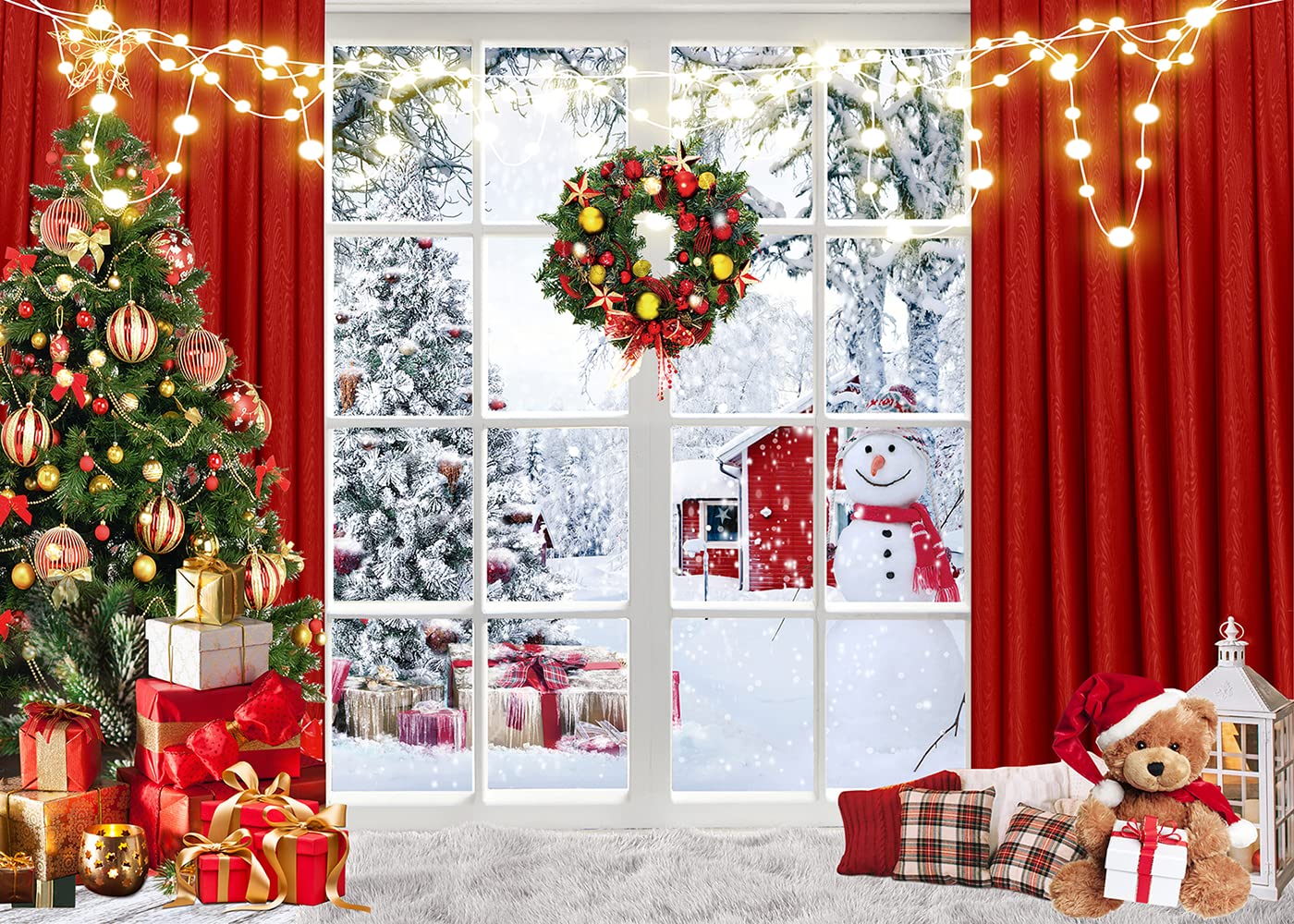 Dudaacvt 10x8ft Christmas Backdrop Christmas Window Backdrop for ...
