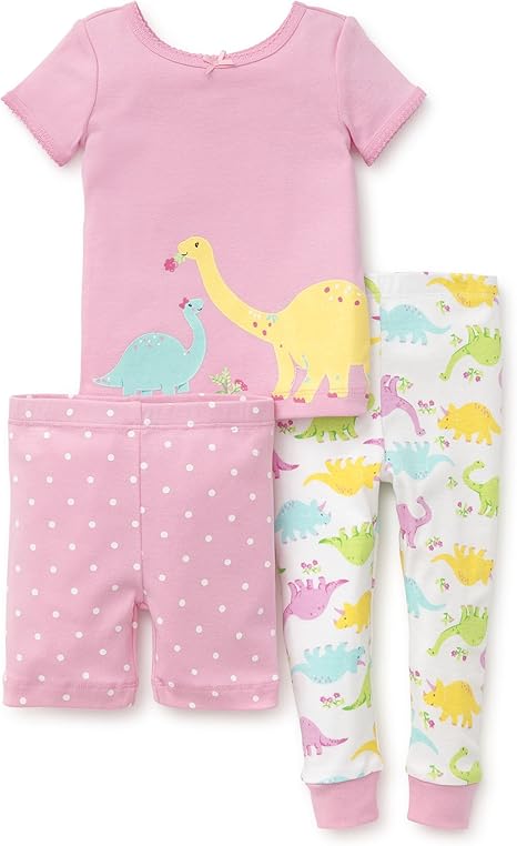 Amazon.com: Little Me Pink Dinosaur Pajama 3pc Set: Clothing