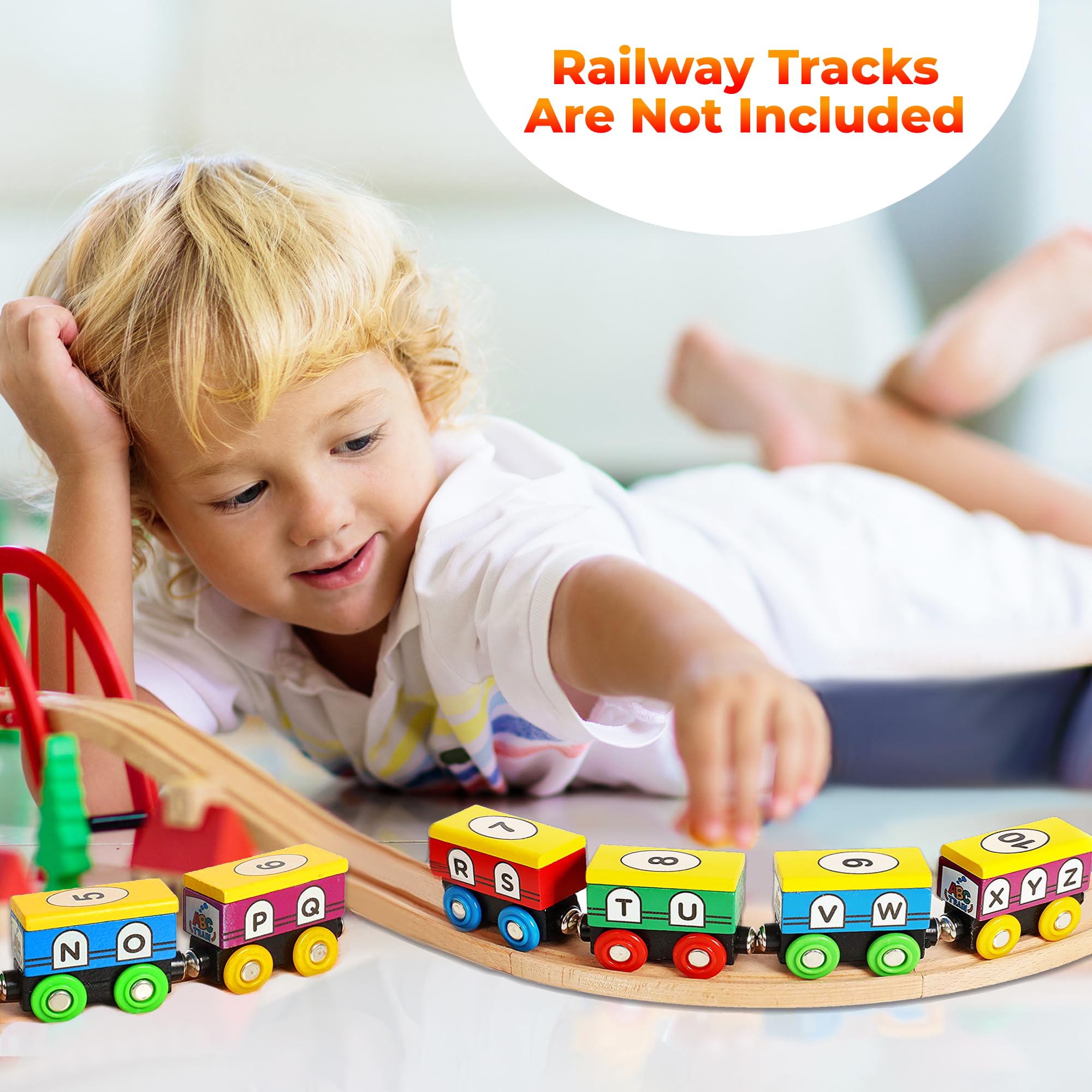 Mua On Track USA Wooden Train Set ABC Magnetic Trains for Toddlers 12 ...