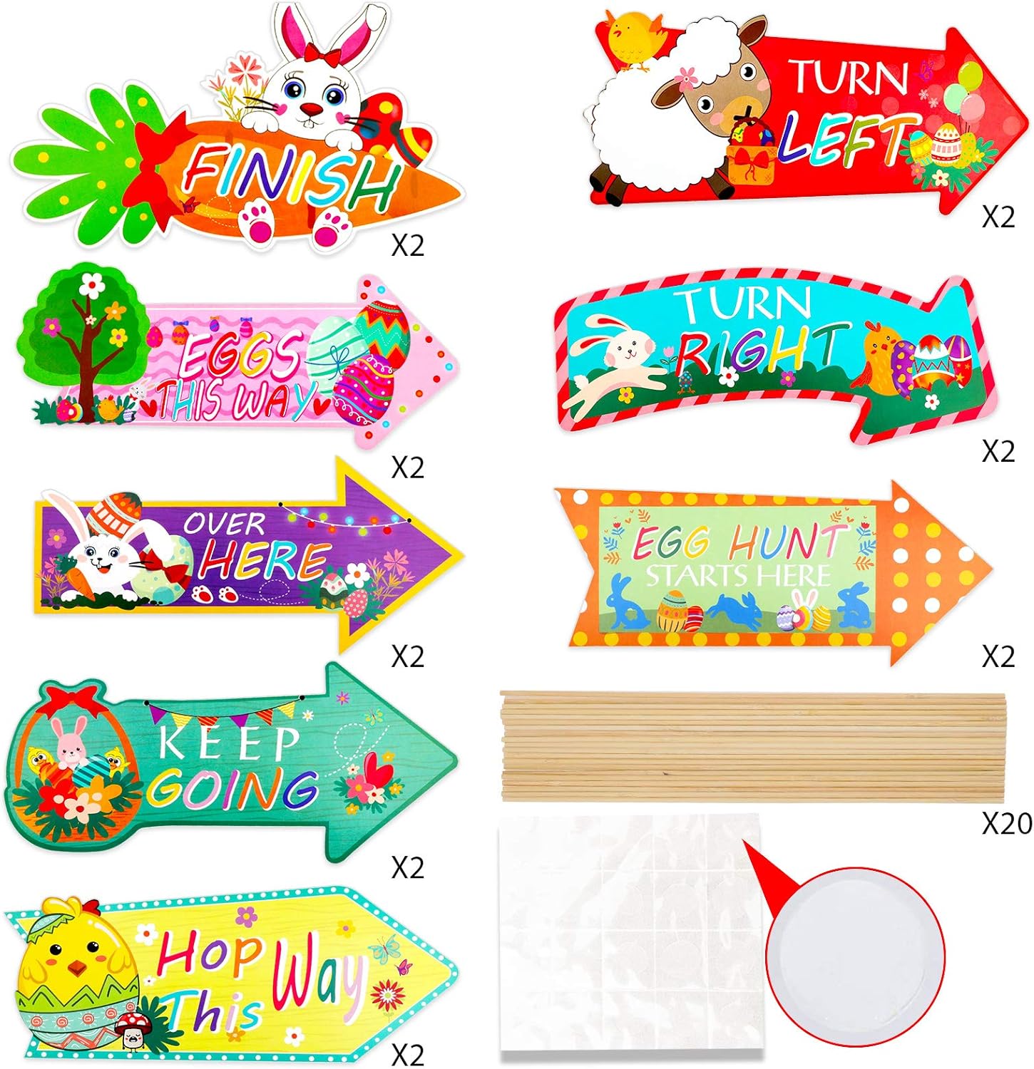 HOWAF 16 Easter Hunt Arrows Kids Party Home Decoration Garden Easter ...