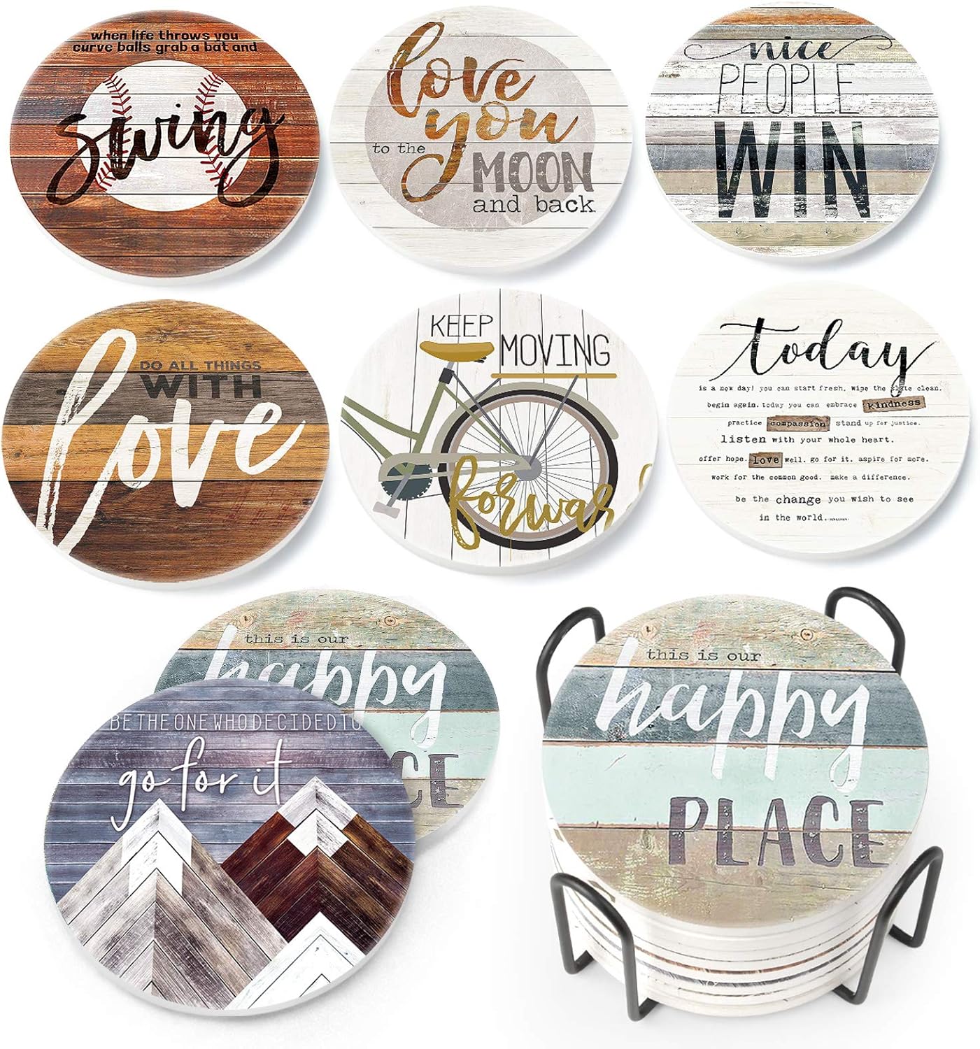 Amazon.com: RayPard Absorbent Coasters Stone Coaster Set of 8, Cork ...